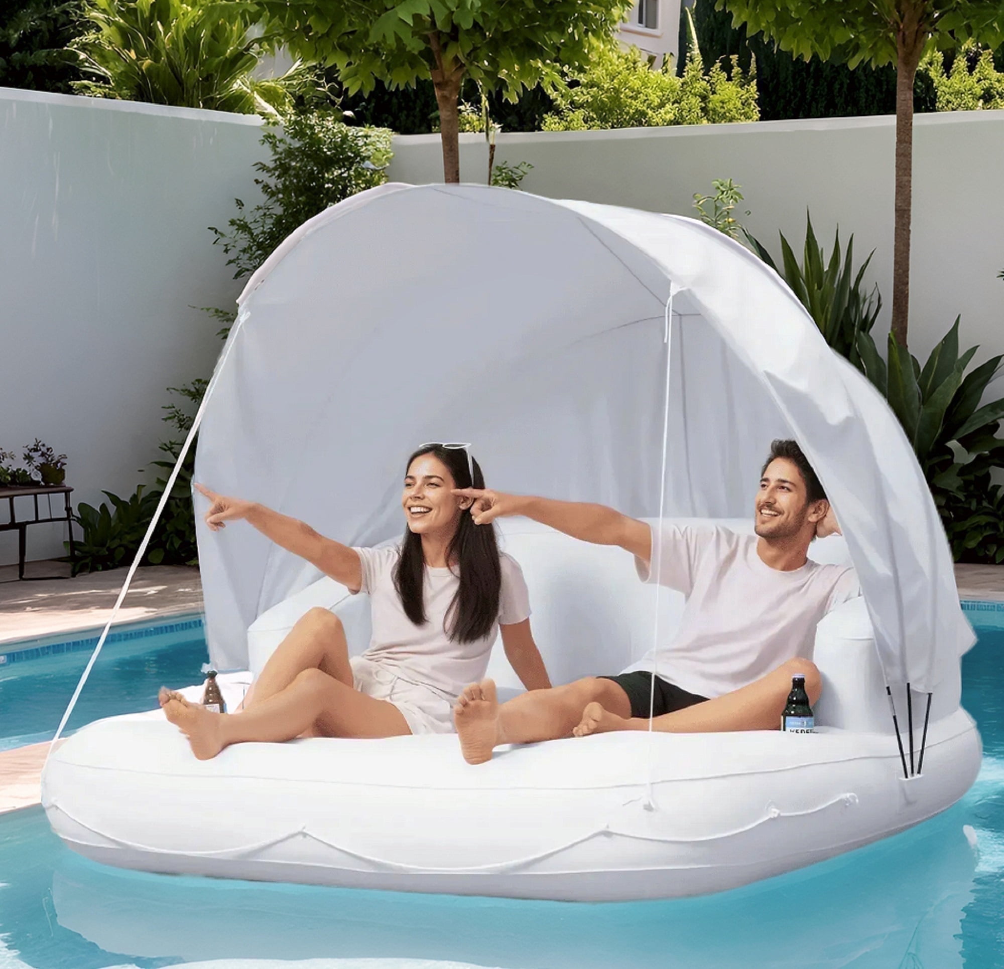 Naipo 70in Floating Canopy Island Inflatable Pool Float with Removable ...