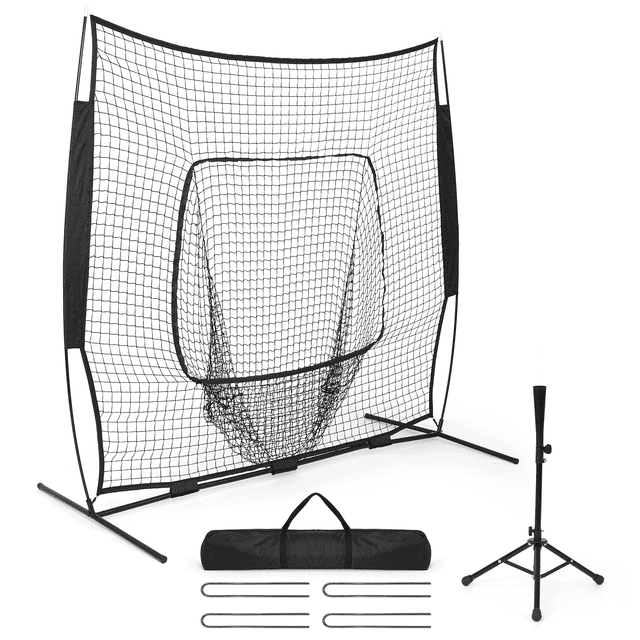 Naipo 7X7ft Baseball Net with Adjustable Baseball Tee ,Portable ...
