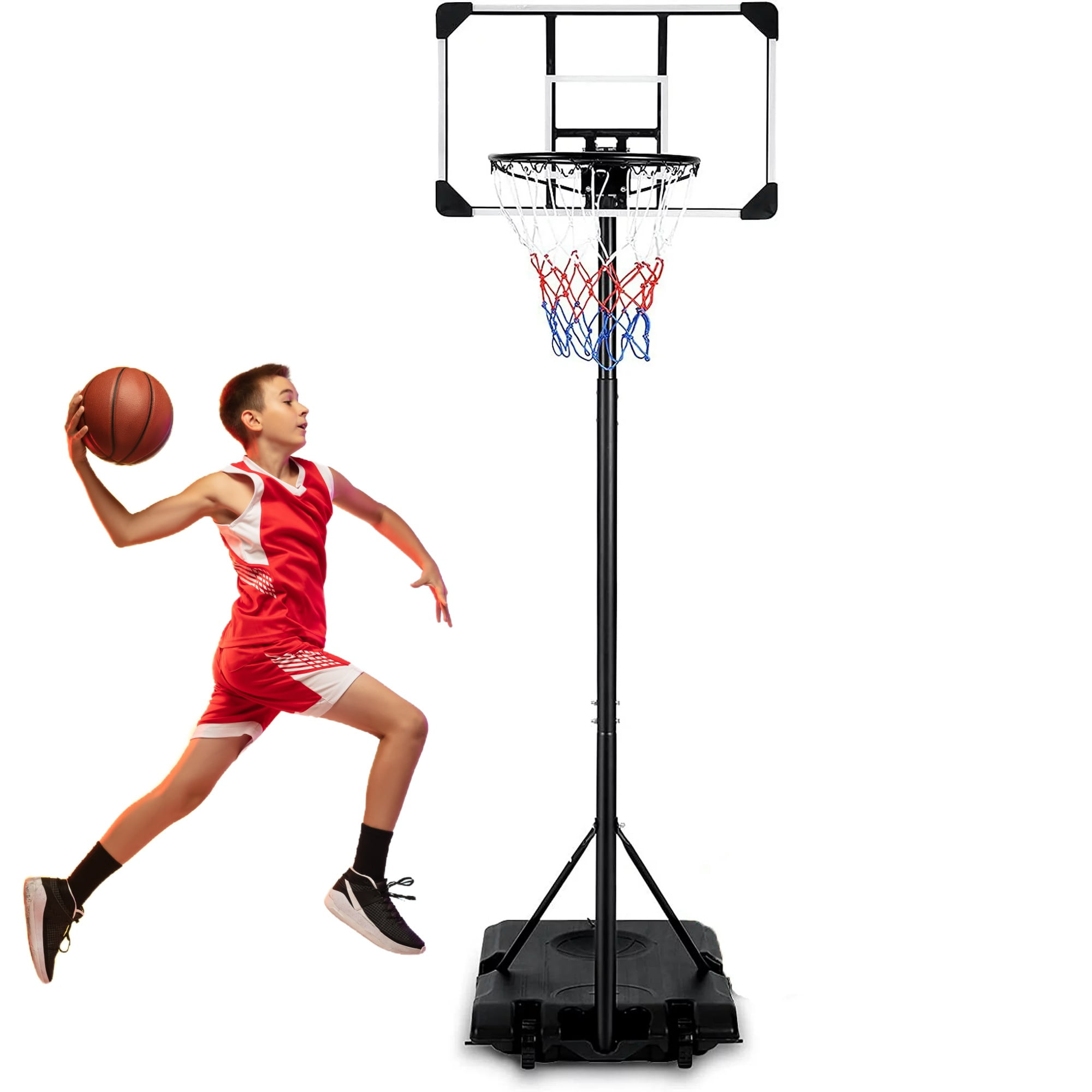 Naipo Basketball Hoop Basketball Goal System Height Adjustable 5.8ft ...