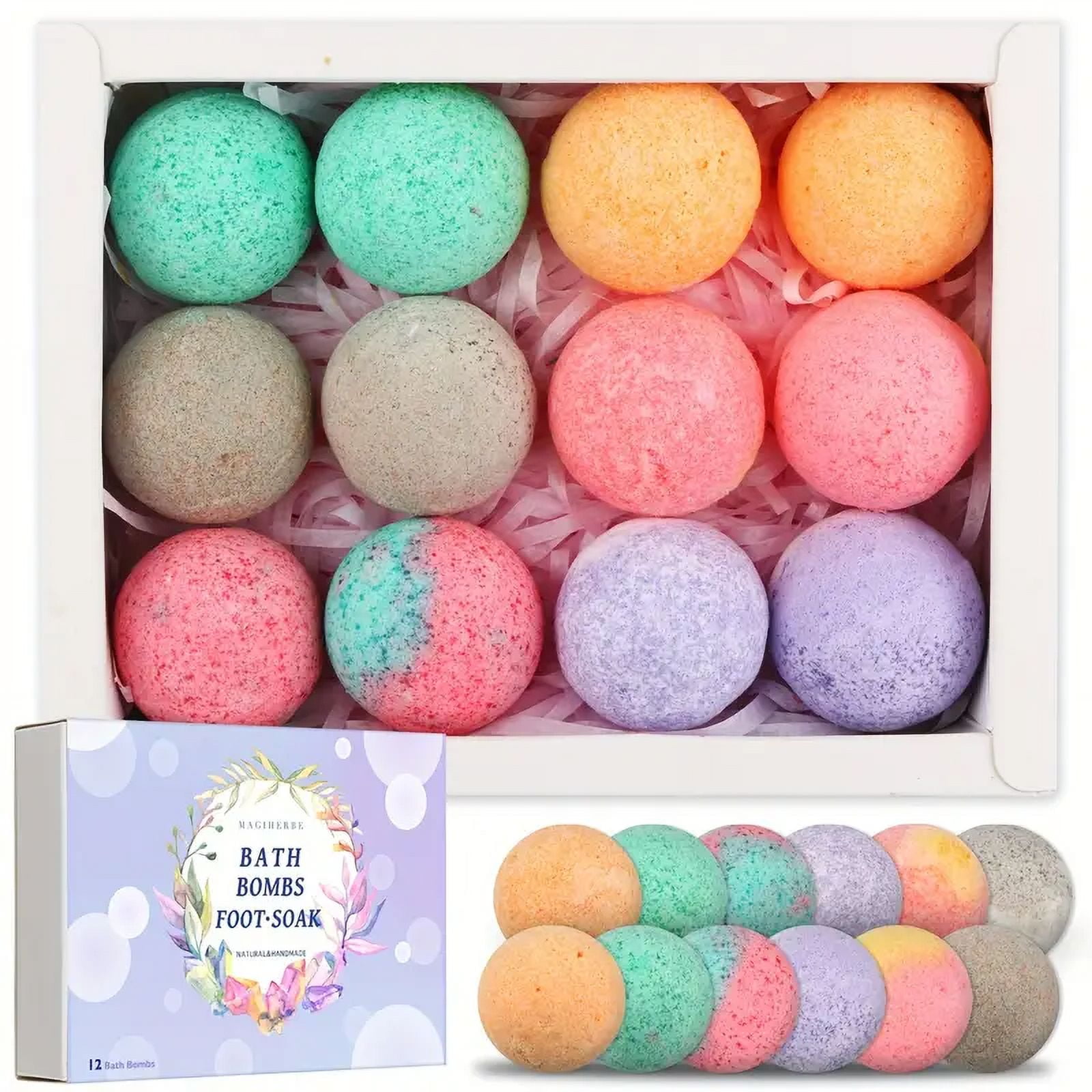 Naipo Bath Bombs Gift Set, 12 Bath Bombs and 4 Foot Bath Balls for ...