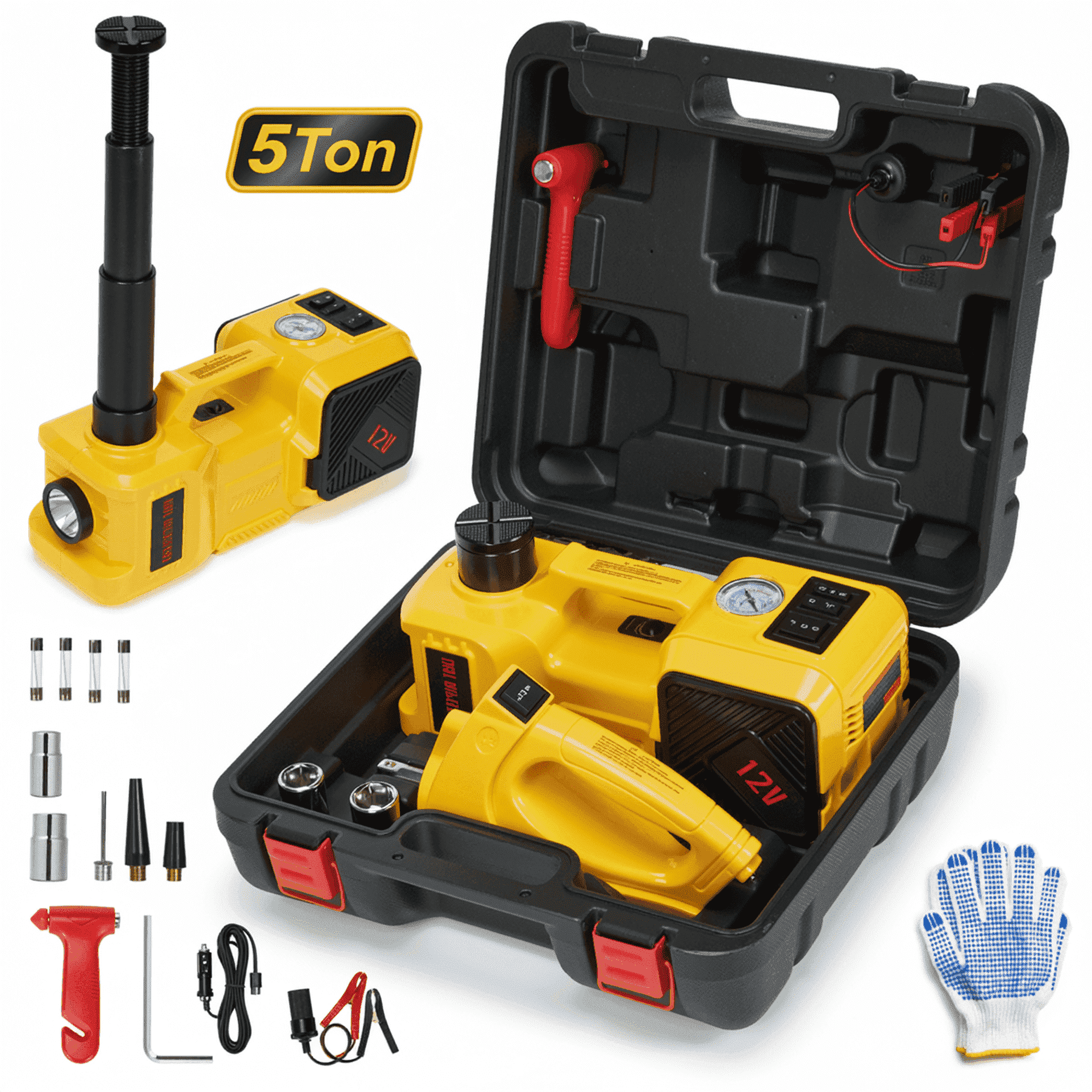 Naipo Electric Car Jack Kit, 5 Ton 12V Portable Battery CarJack Lifting ...
