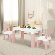 Gymax Little Children's Pink Table & 2 Chairs Set for Girls - Toddler ...