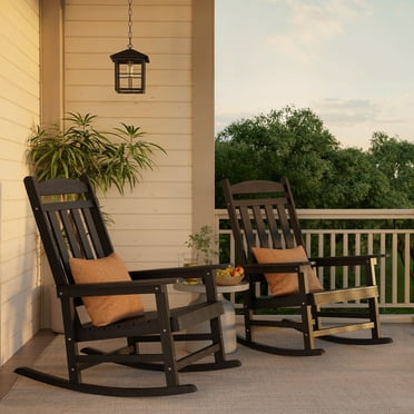 Grefrog Outdoor Oversized Patio Rocking Chair Set of 8, HDPE Weather ...