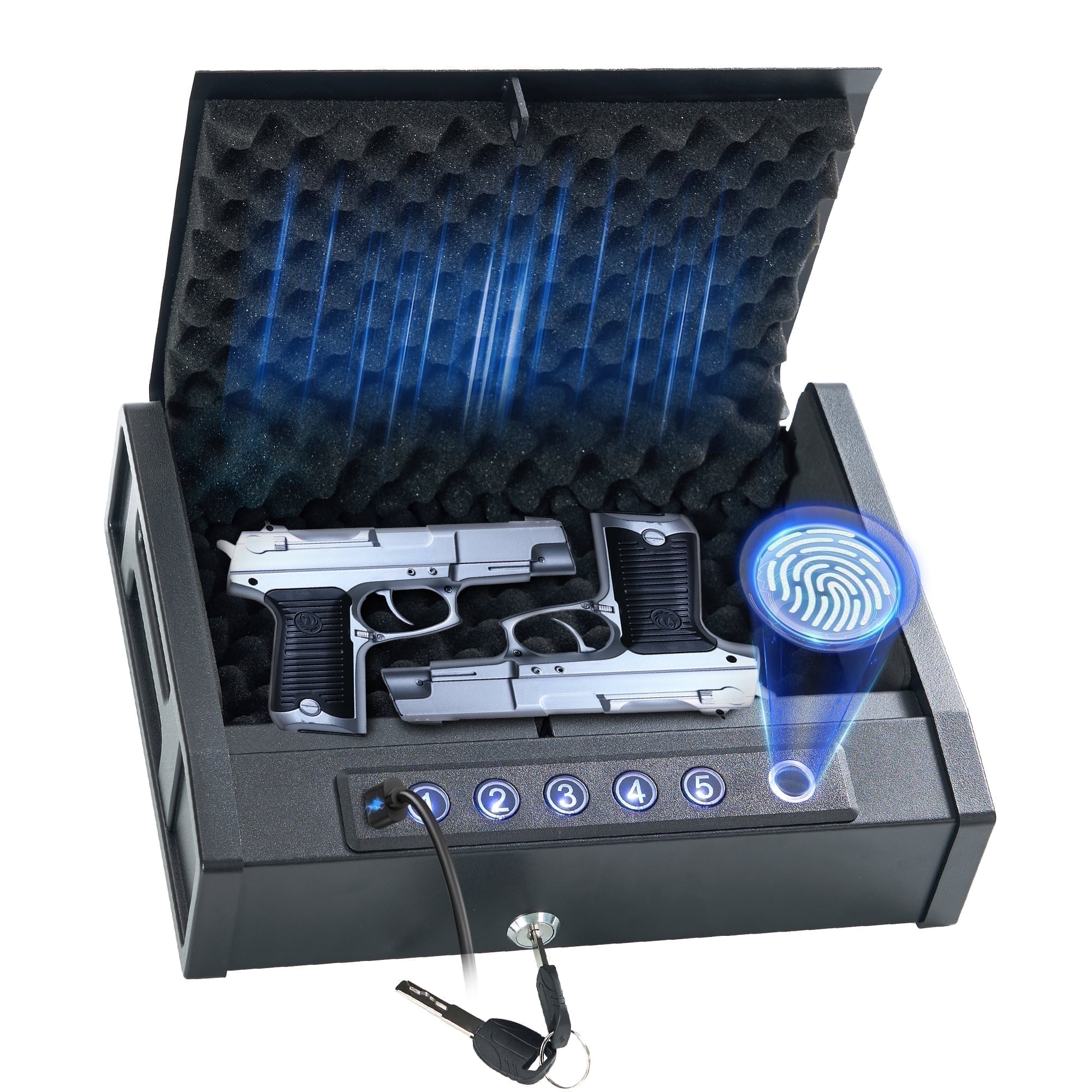 Naipo Portable Gun Safe for 2 Handgun with LED Display Pistols Safe 10 ...