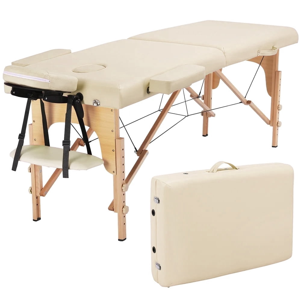 Naipo Professional Portable Massage Table, 2 Fold Wood, Adjustable ...