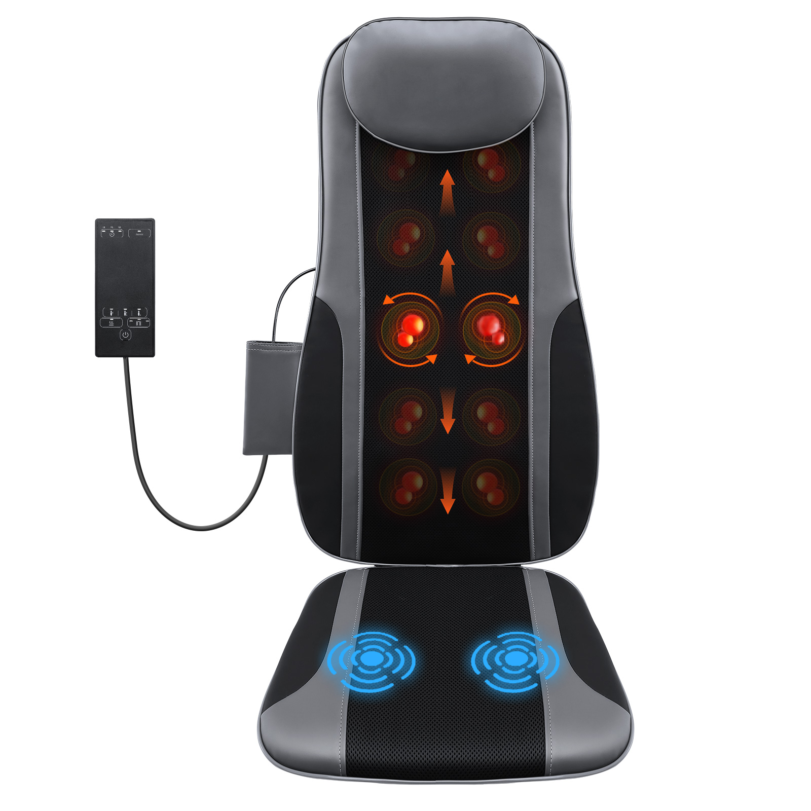 Naipo Shiatsu Back Deep Kneading Massage Seat Cushion with Heat, Height ...