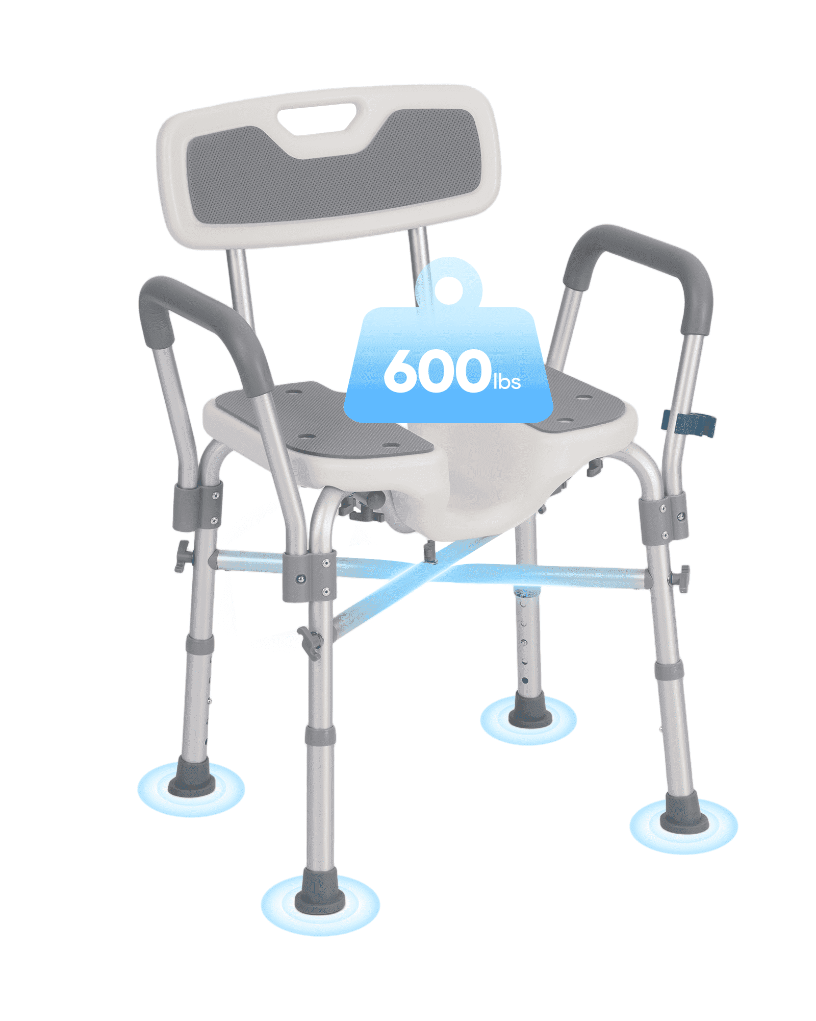 Naipo Shower Chair with Back & Armrests, 600lbs Height Adjustable Bath ...