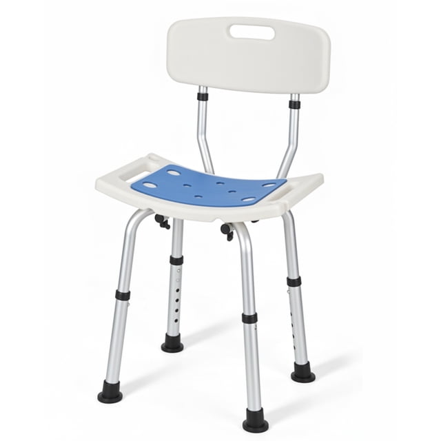 Naipo Adjustable Height Shower Chair with Backrest and EVA Padded ...