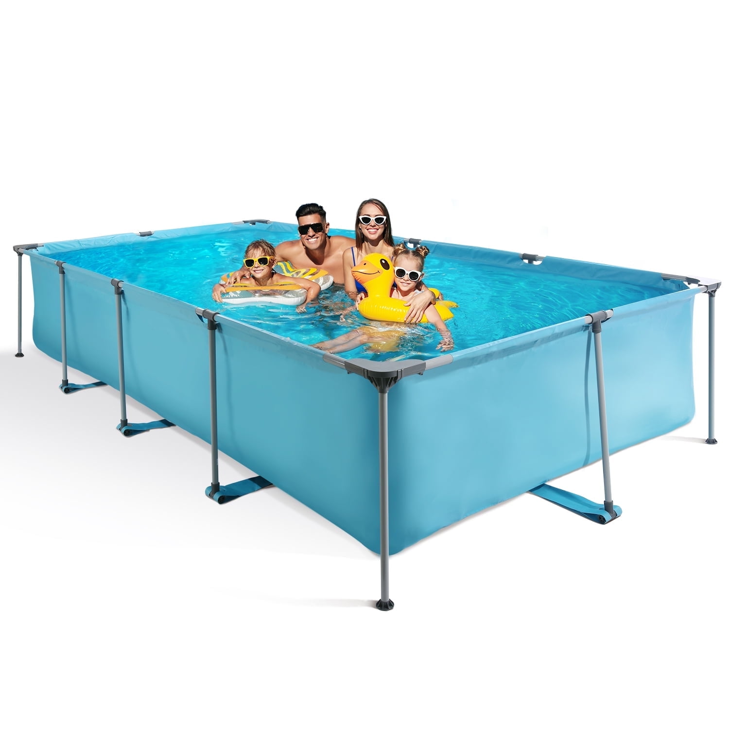"Naipo 15FT Rectangle Above Ground Swimming Pool, PVC Material, Metal ...