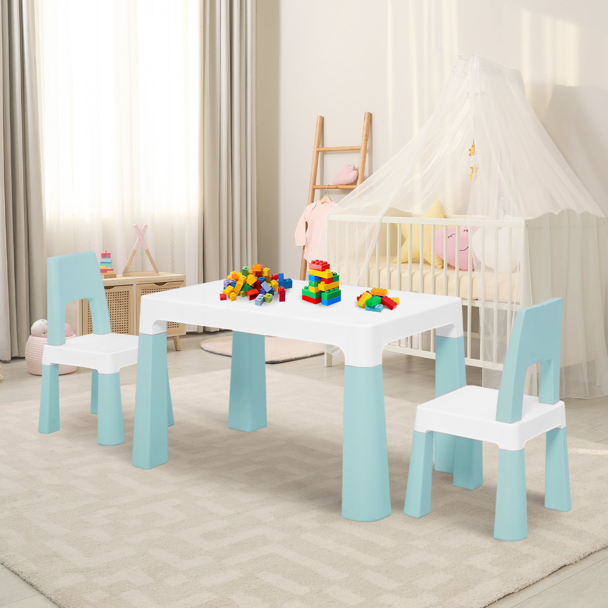 Naipo Table and Chairs Set, Toddler Table and 2 Chairs, Kids Activity Tables for Reading ...