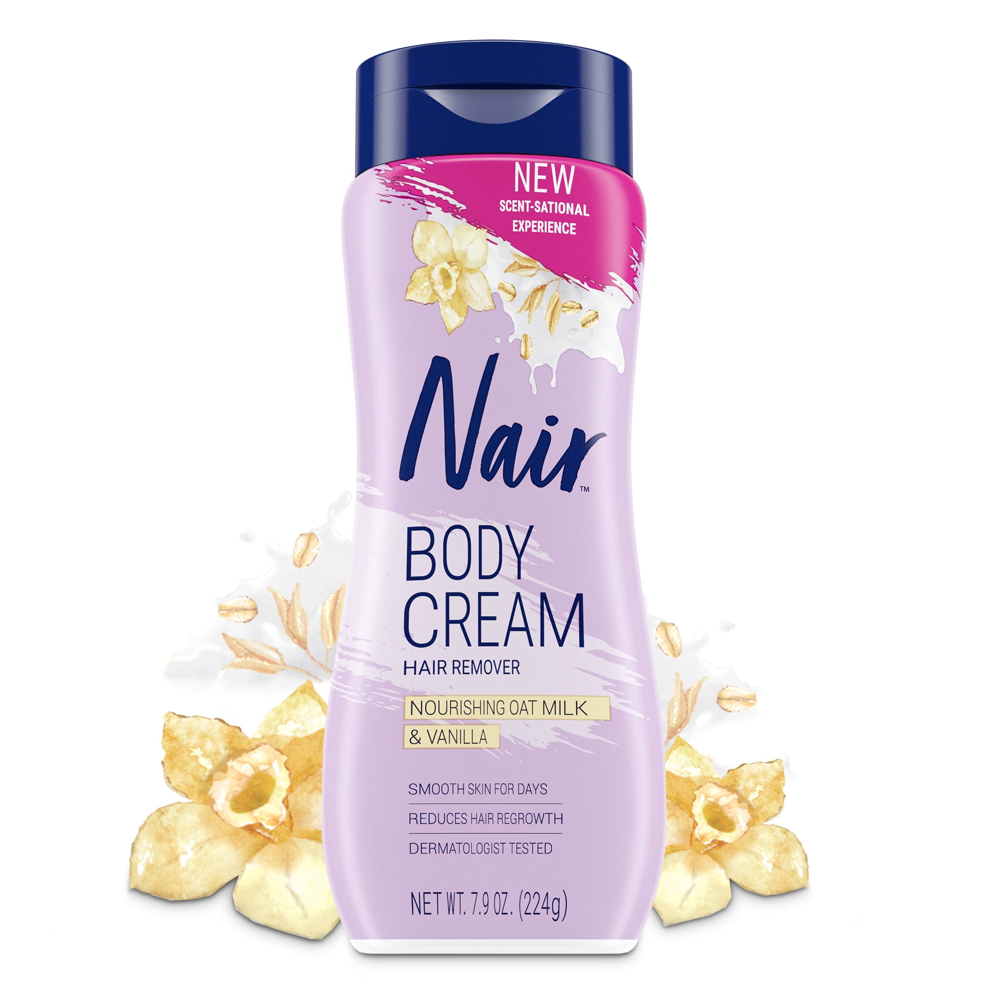 Nair Body Cream Hair Remover, Oat Milk & Vanilla, Body Hair Removal ...