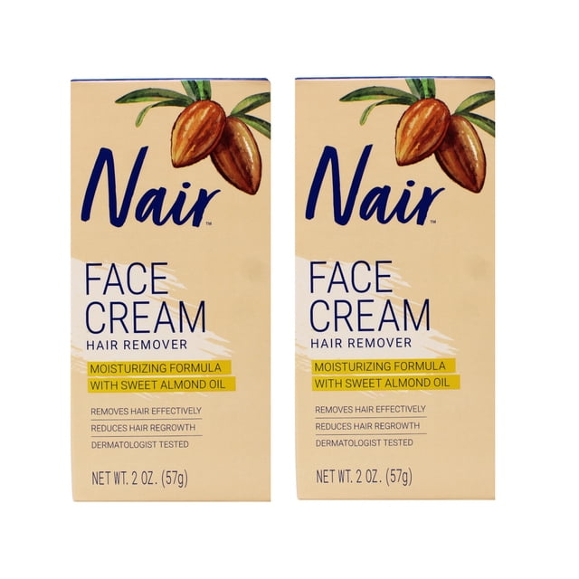 Nair Facial Hair Removal Cream with Moisturizing Formula, Sweet Almond ...