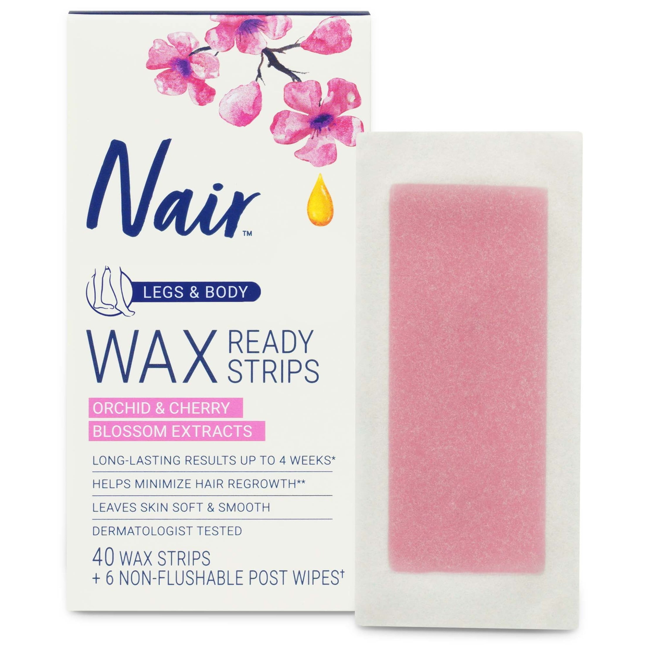 Nair Hair Remover Wax Ready Strips for Sensitive Skin, Legs and Body ...