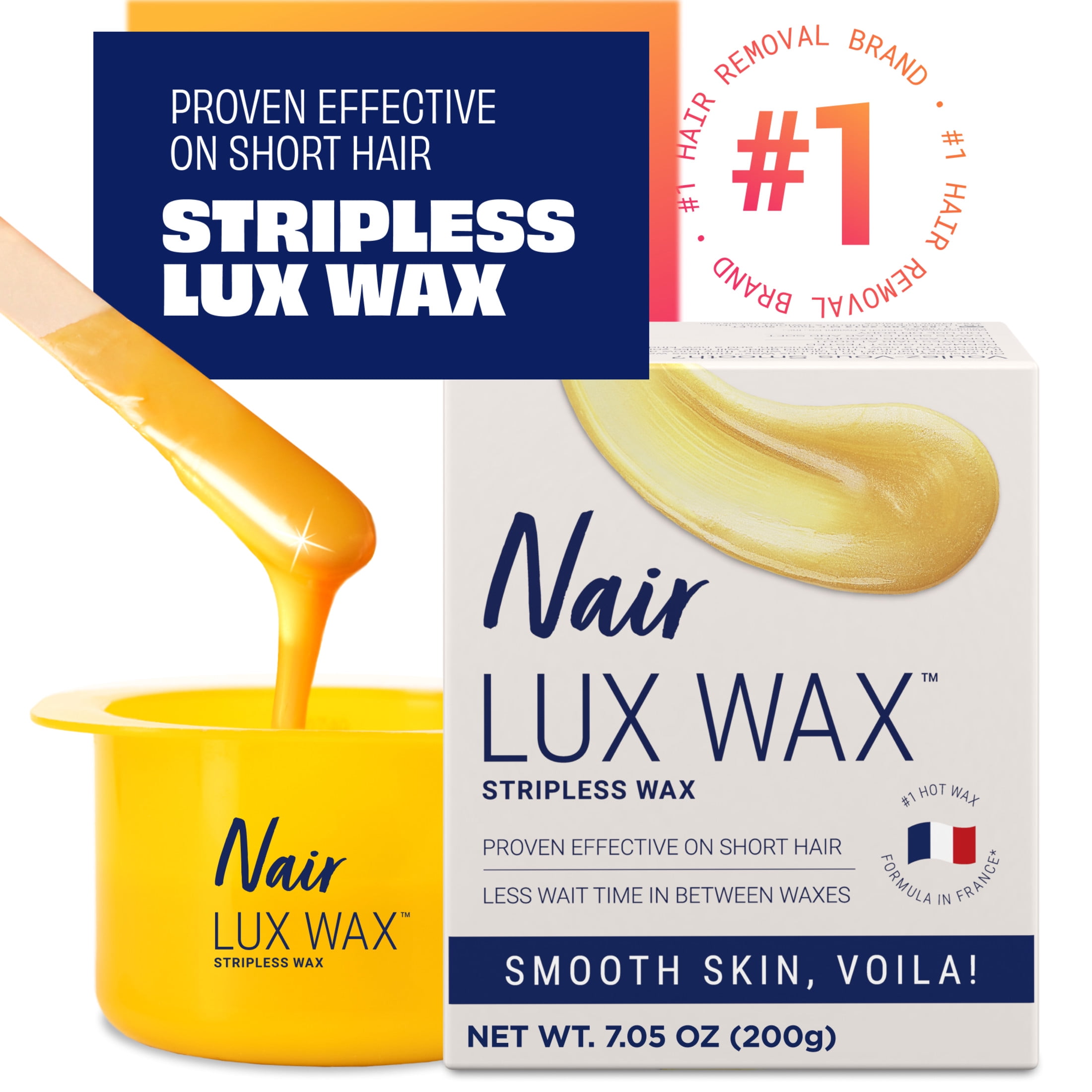 Nair Lux Wax, Stripless Hot Waxing Kit for Women at Home, 7.05 Oz ...