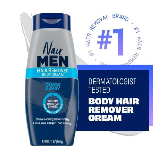 Nair Men Body Cream Hair Remover, Body Hair Removal Cream, 12 oz ...