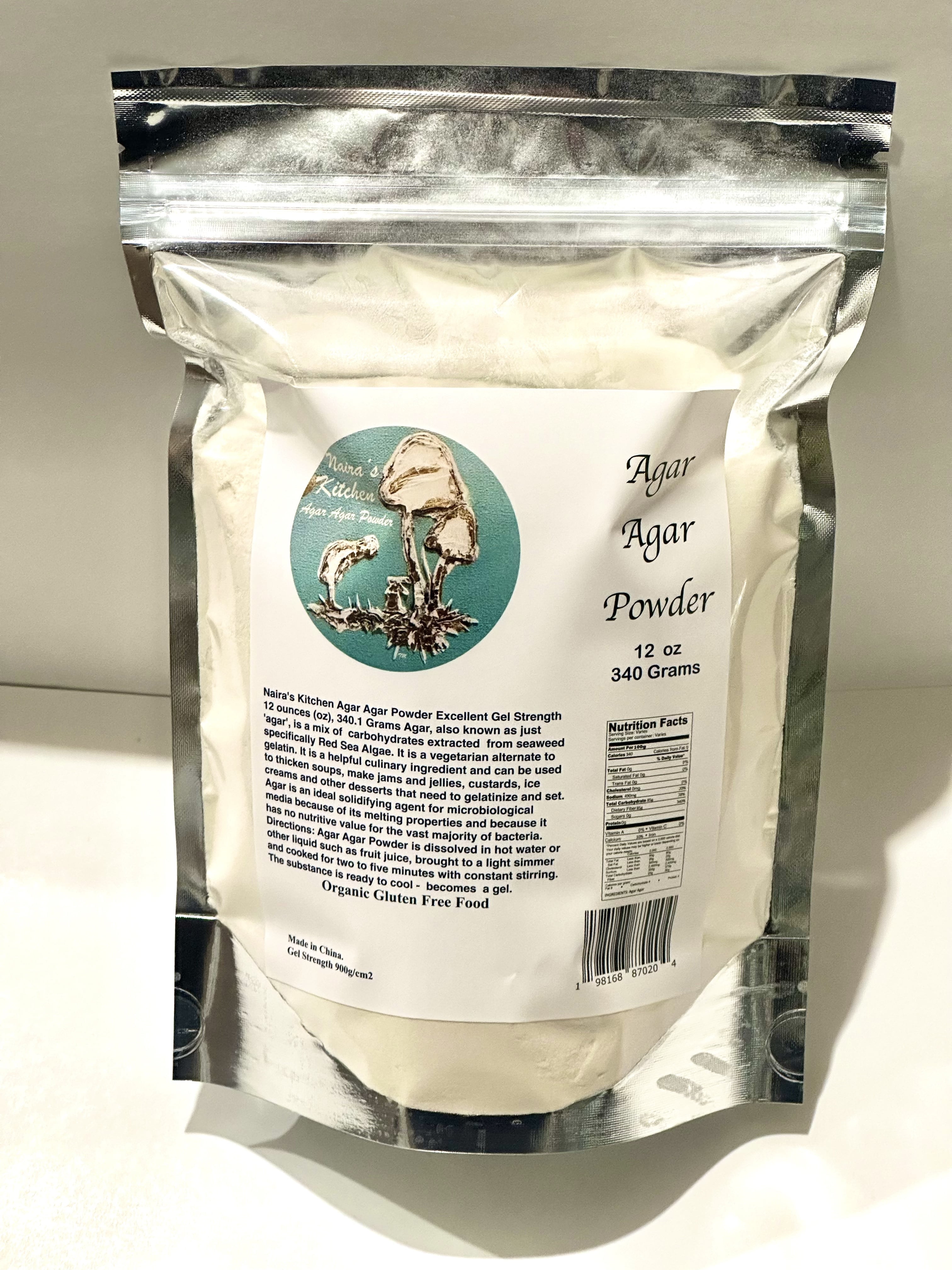 Naira's Kitchen Vegan Agar Agar Powder, 12 oz, Vegetarian Gelatin Non ...