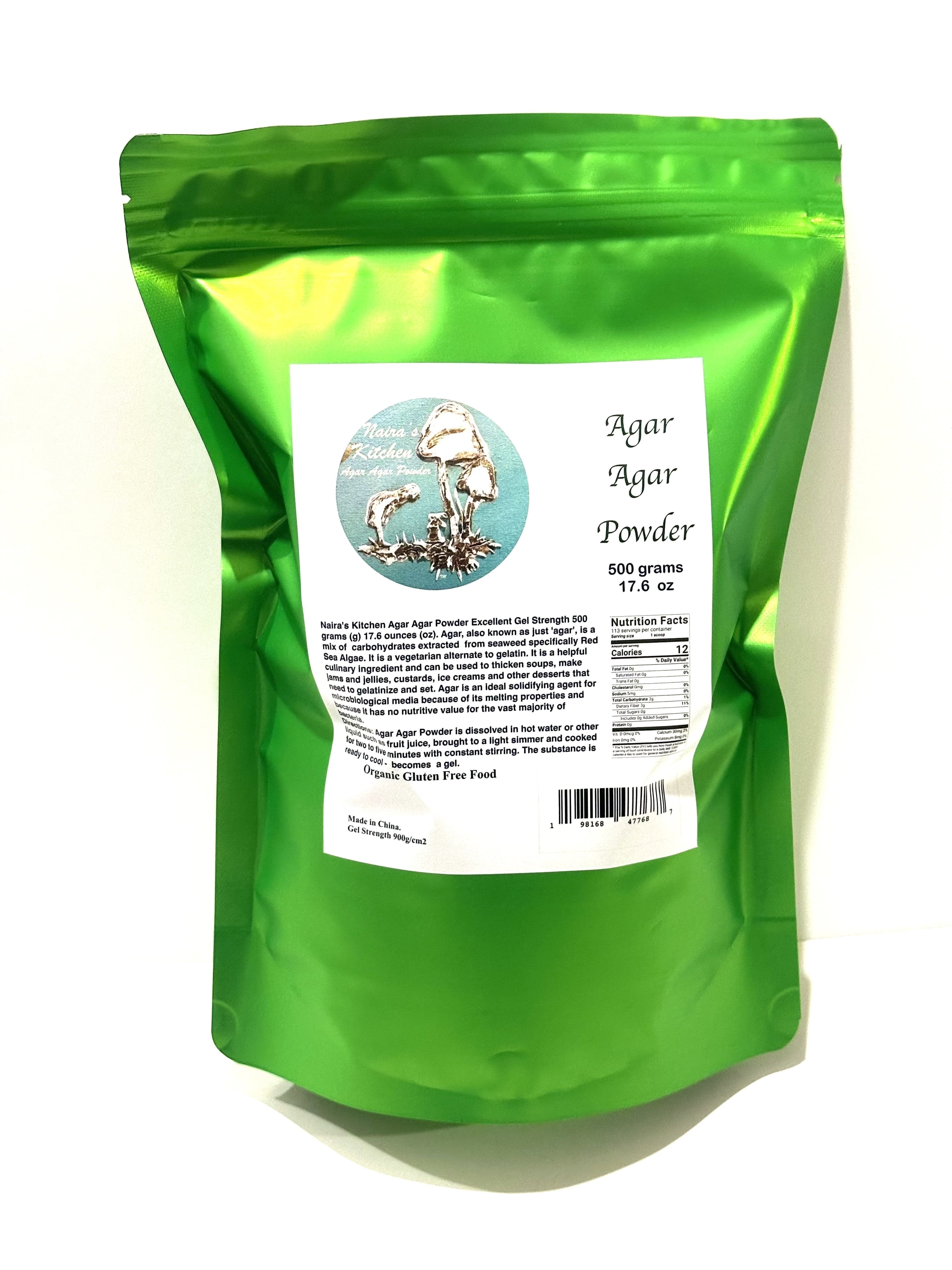 Naira's Kitchen Vegan Agar Powder, 500 Grams, Resealable Foil Pouch ...