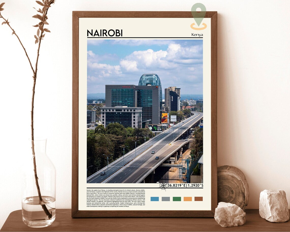 Nairobi Print, Vintage Poster, Nairobi Wall Art, Nairobi Poster ...