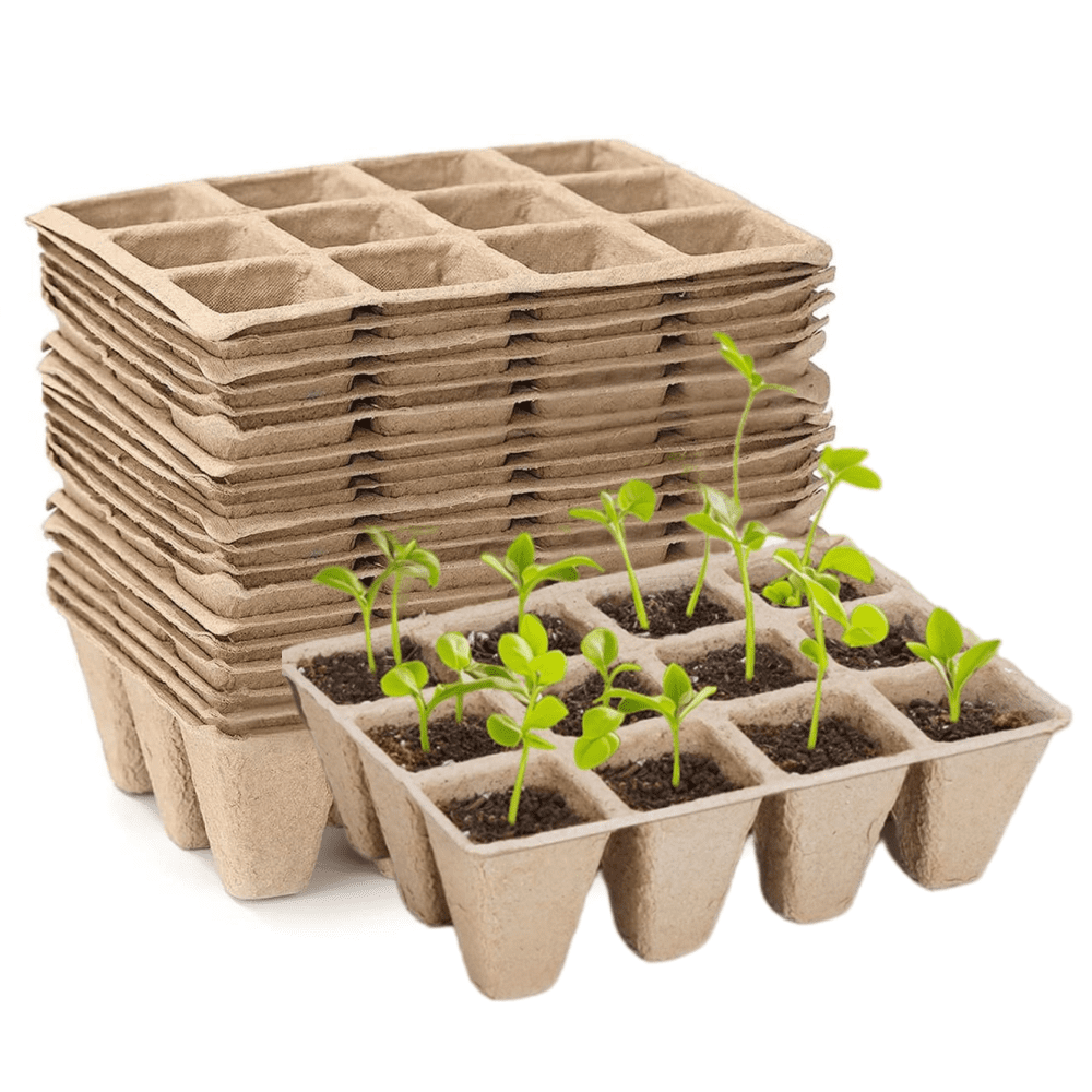 Naisfei 10 Packs Seedling Starter Trays 120 Cells, Biodegradable Seed ...
