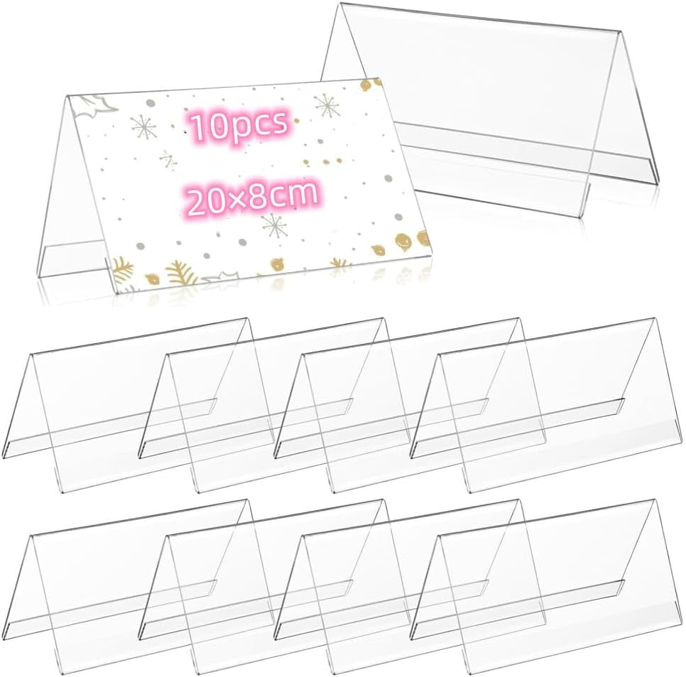 Naisfei 10 Pcs Clear Desk Name Plates,Clear Acrylic Sign Display Holder ...