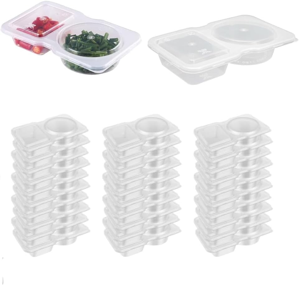 Naisfei 40 Pcs Double Compartment Condiment Containers with Lids, 2 ...