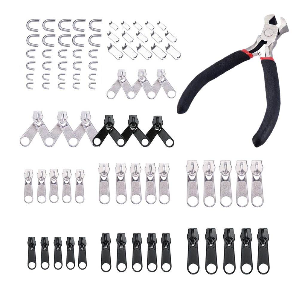 Naisfei 85 Pieces Zipper Repair Kit Zipper Slider Replacement Zip Fixer ...