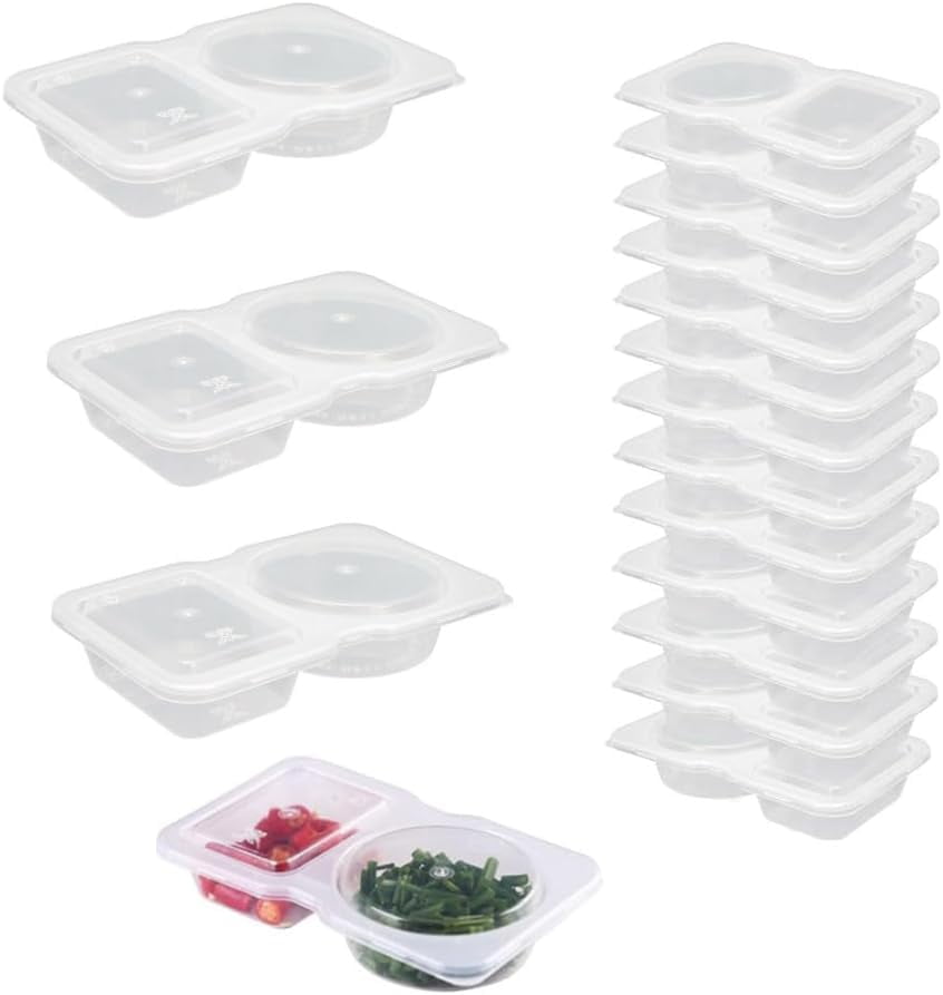 Naisfei Double Compartment Condiment Container,20 Pcs Double Condiment ...