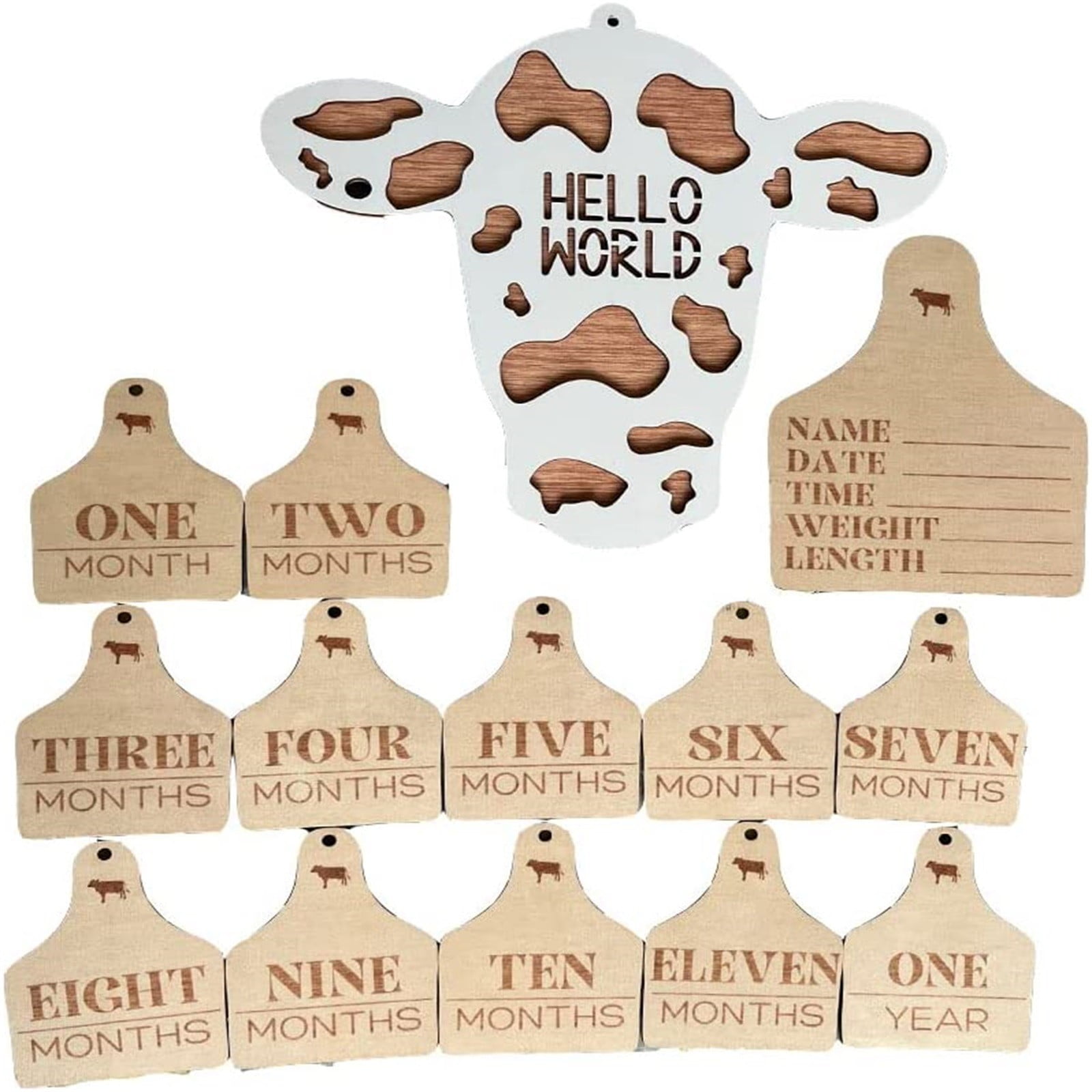 Naittoop Clearance 14PCS Wooden 3D Cow Themed Baby Monthly Markers ...