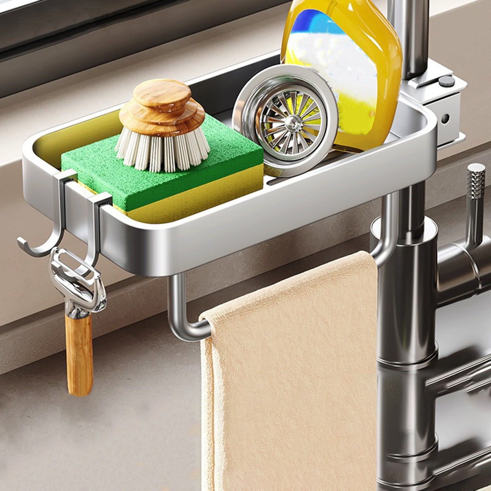 Naittoop Clearance 2024! Kitchen Faucet With Rod Shelf Sink Dishwashing ...