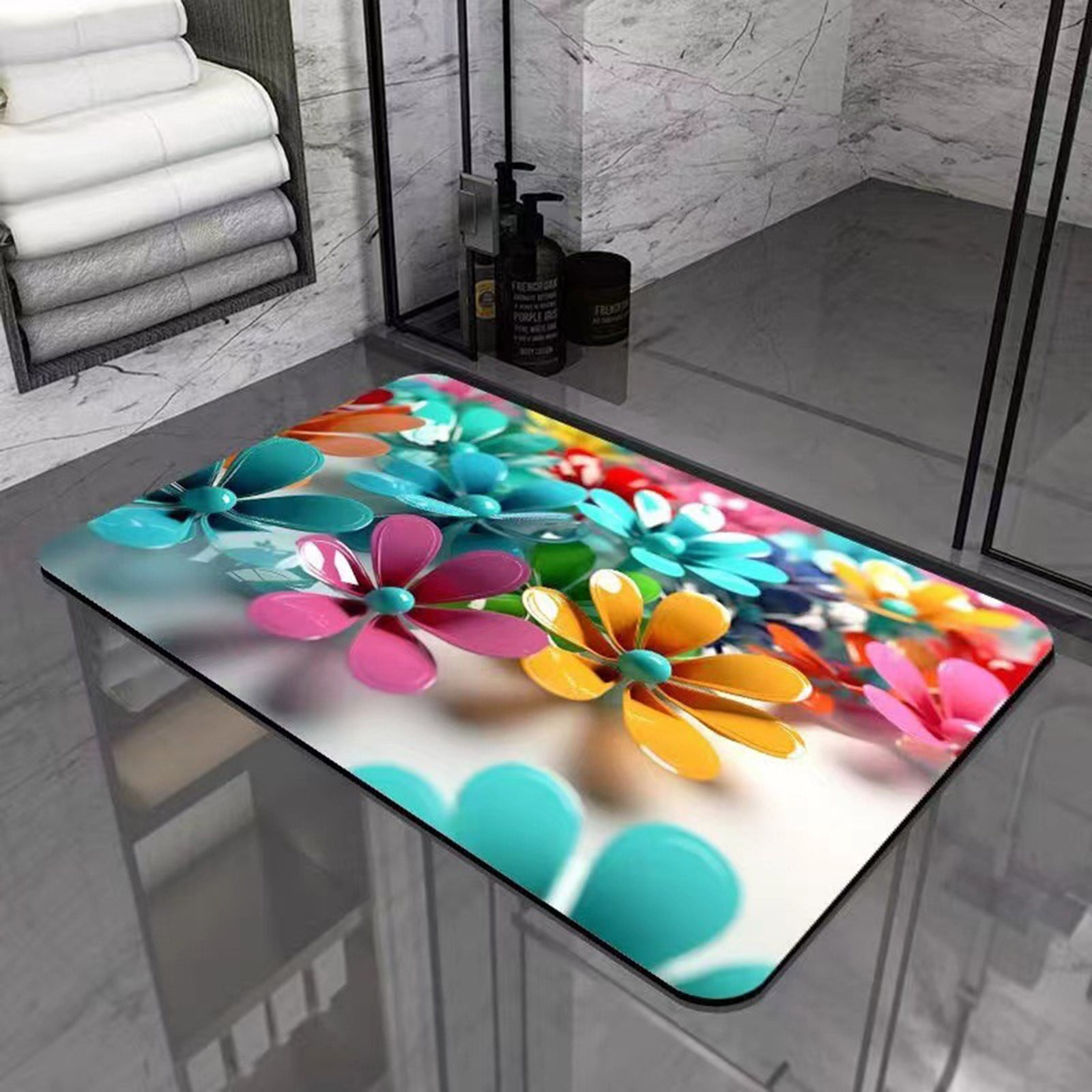 Naittoop Clearance Flower Diatom Mud Floor Mat Bathroom Water ...