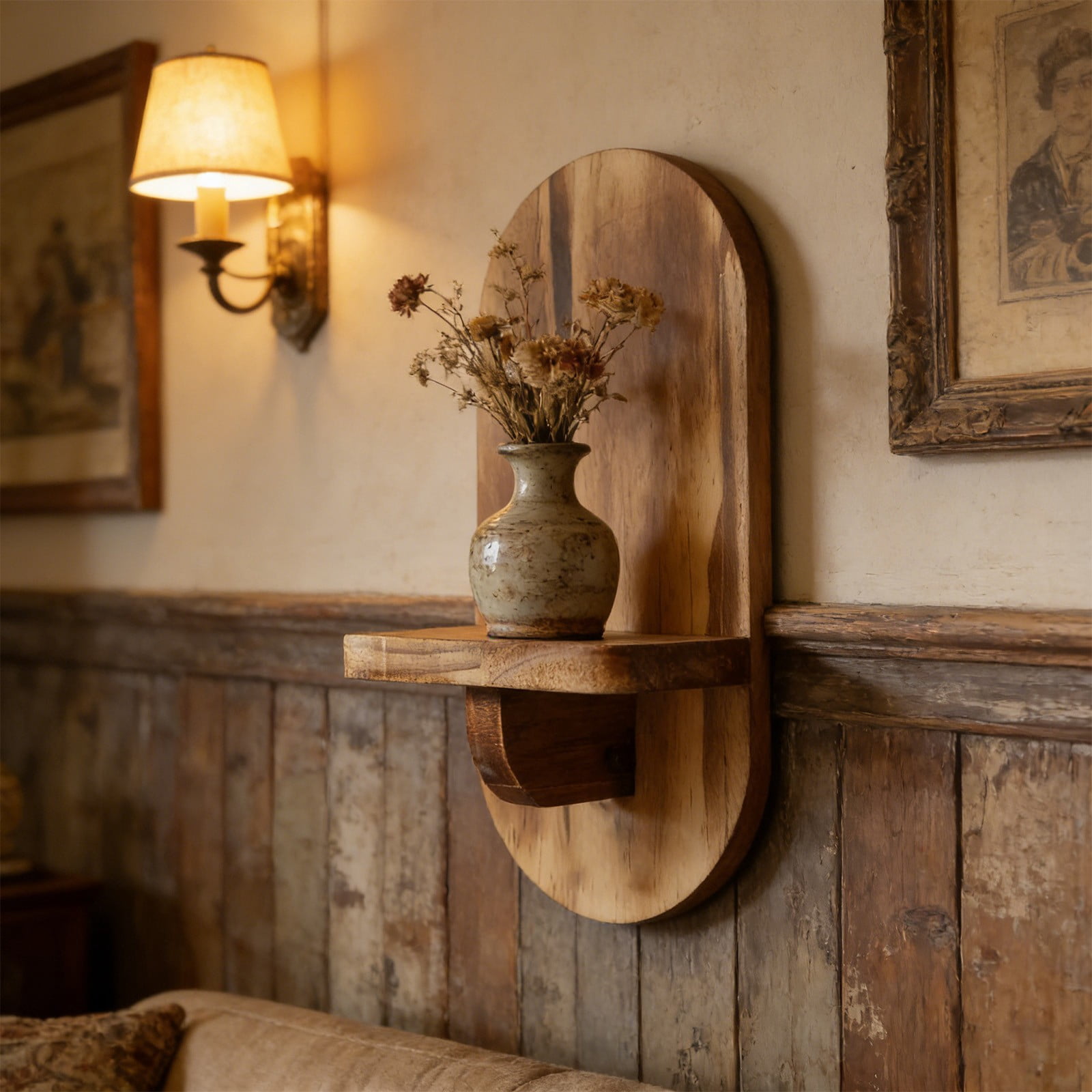 Naittoop Vintage Wall Shelves, Oval Wooden Floating Shelves for Wall ...