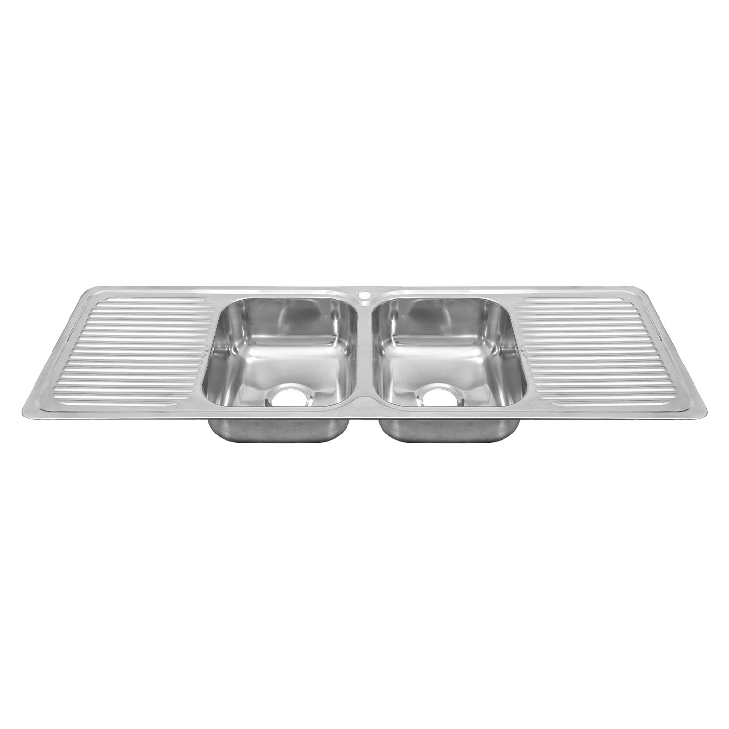 Naiture Double Bowl and Double Drainboard Stainless Steel Kitchen Sink ...