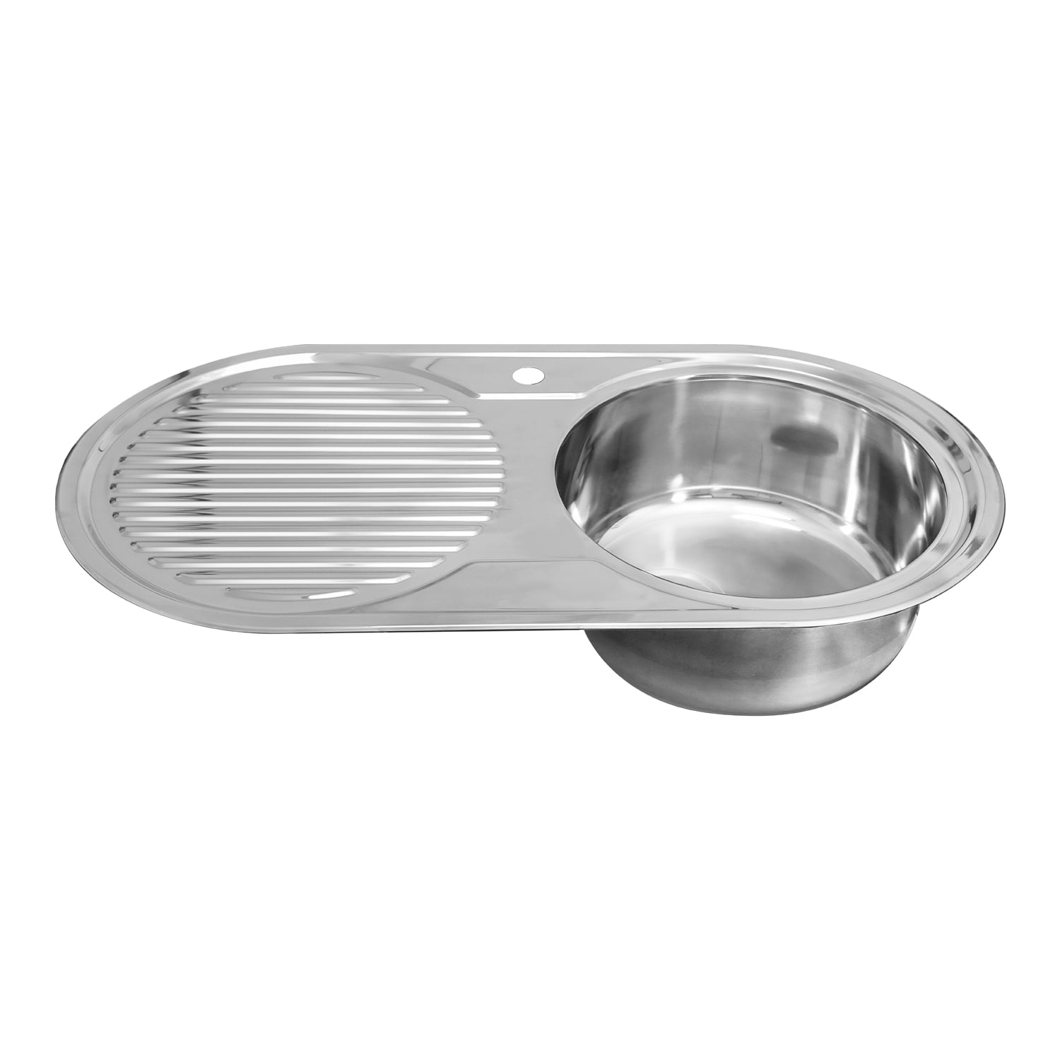 Naiture Drop-In Kitchen Sink, Oval Single Bowl Top Mount Sink, 21-Gauge ...