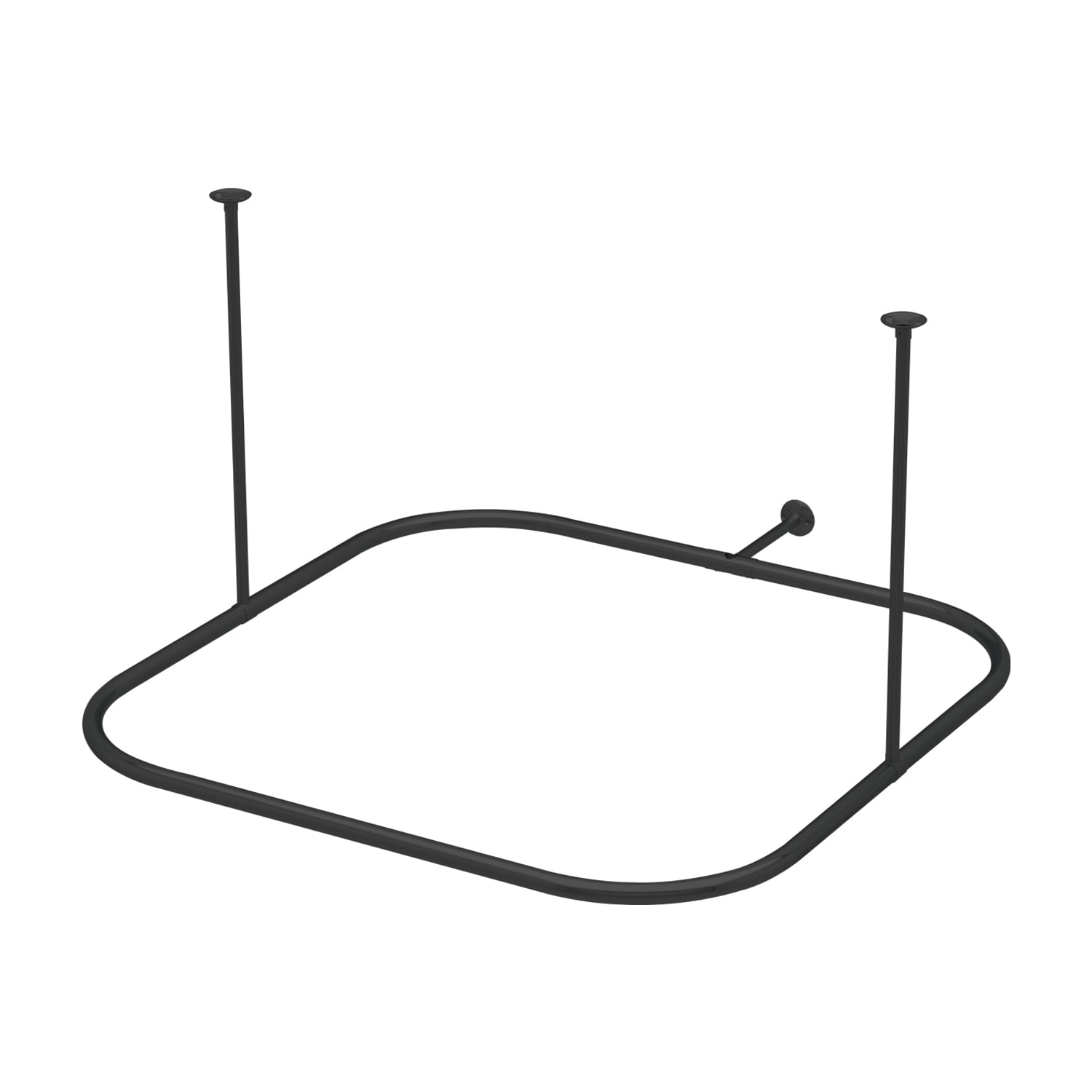 Naiture Hoop Square Shower Curtain Rod with Ceiling Support for ...