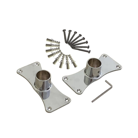 Naiture Jumbo Shower Curtain Rod Flanges, Zinc Alloy, Set of 2, Chrome ...
