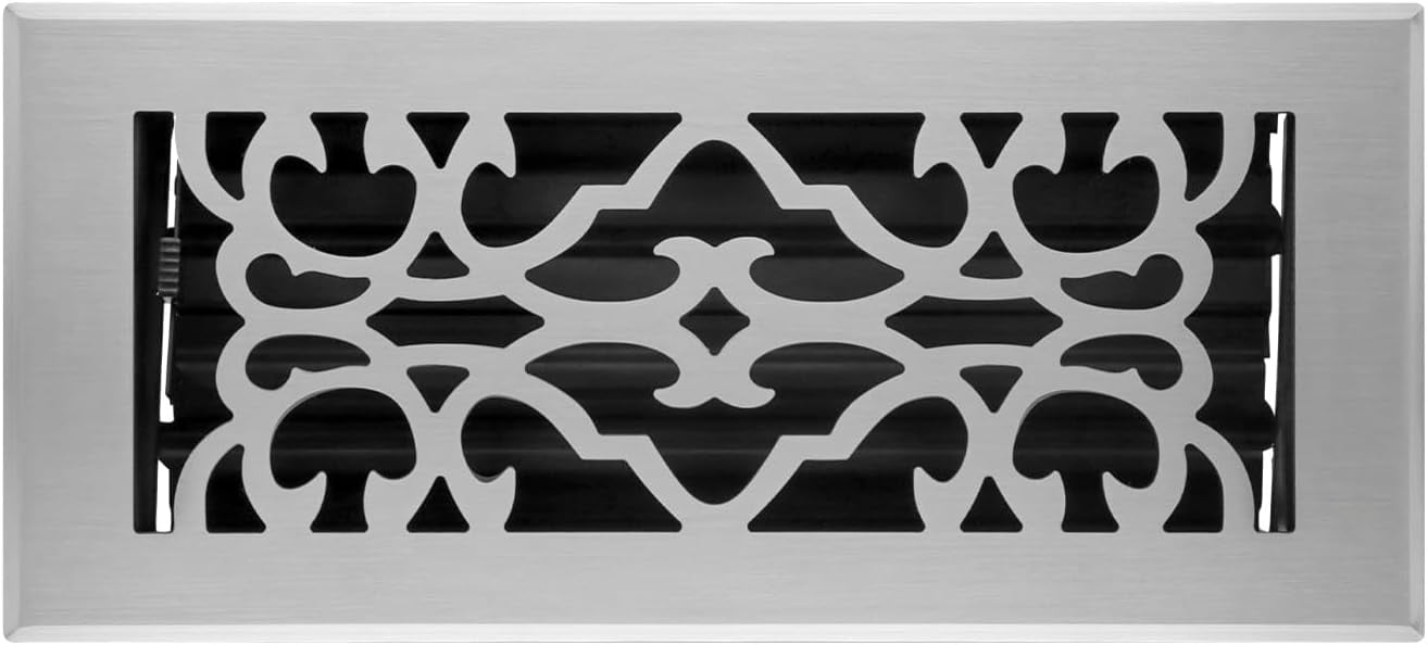Naiture Louvered Floor Register, Traditional Style Stainless Steel with ...