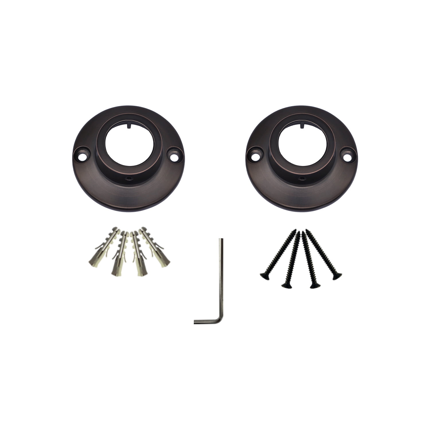 Naiture Straight Shower Curtain Rod Round Flanges, Zinc Alloy, Set of 2 ...