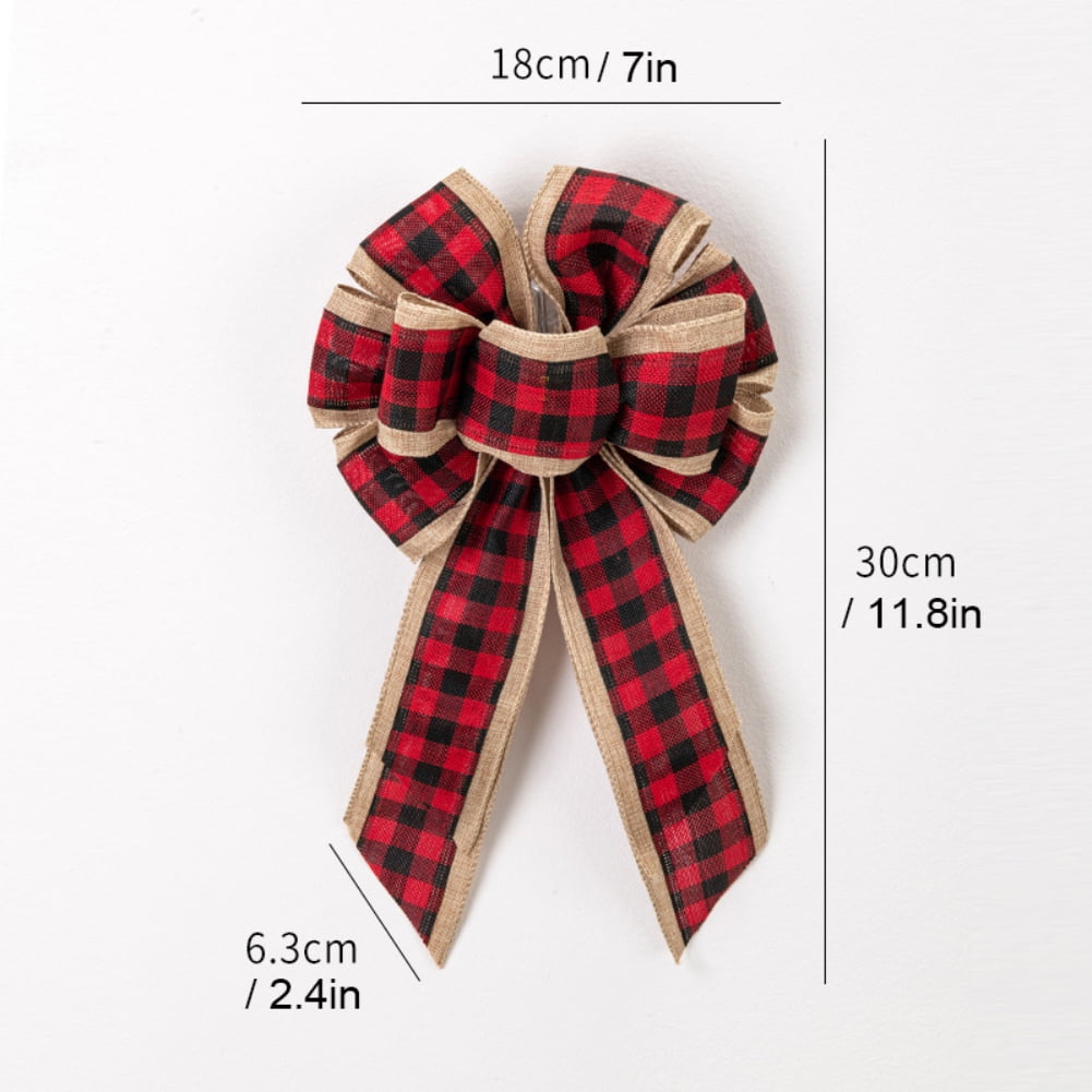 Naiyafly 1 Pack Buffalo Plaid Bows Decorative Wreath Black and White ...