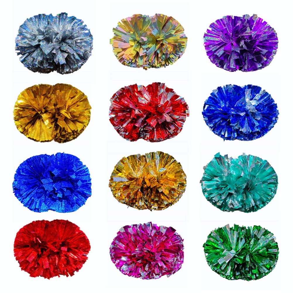 Naiyafly Cheerleading Pom Poms, 1 Dozen Handle Metallic Foil Flower ...