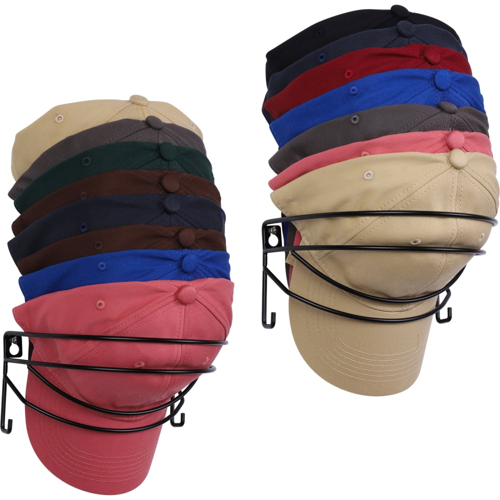 Naiyafly Hat Rack for Wall 2 Pack for 20 Baseball Caps Metal Hat ...