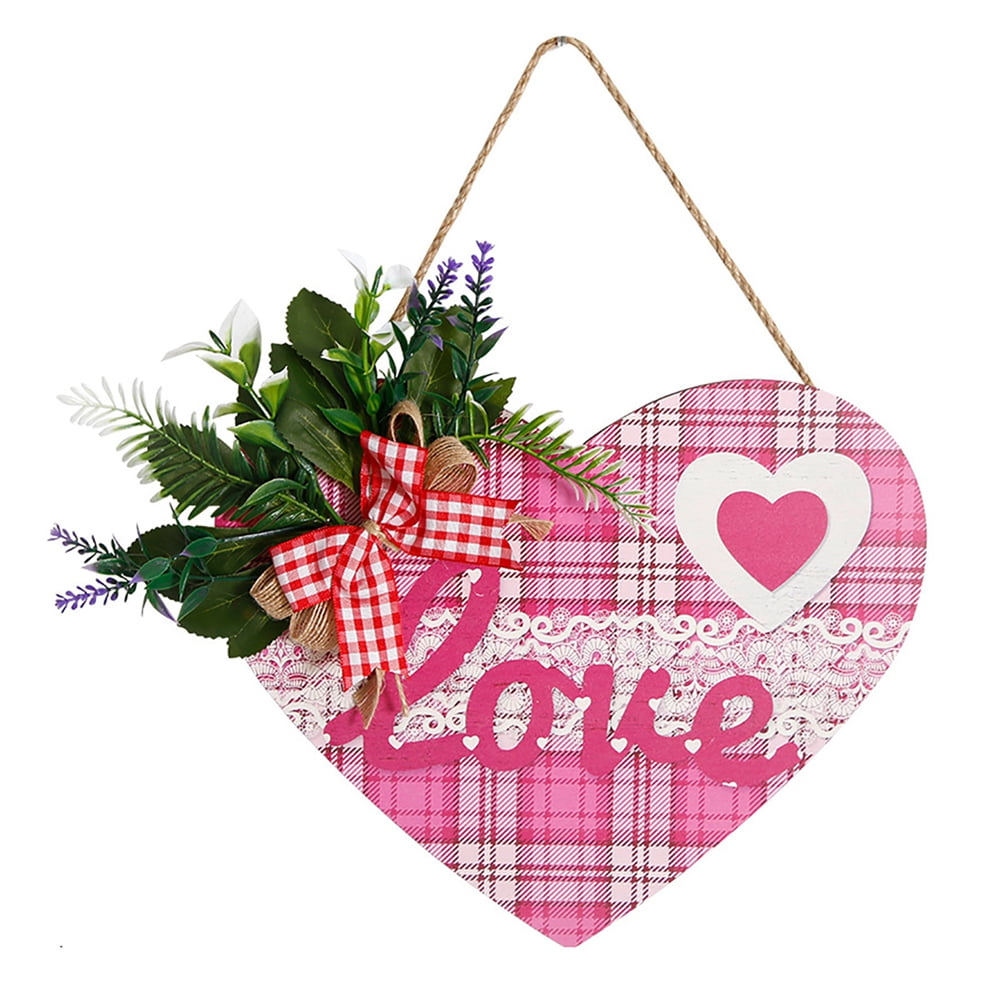 Naiyafly Valentine's Day Decor Wood Hanging Signs Front Door Decor for ...