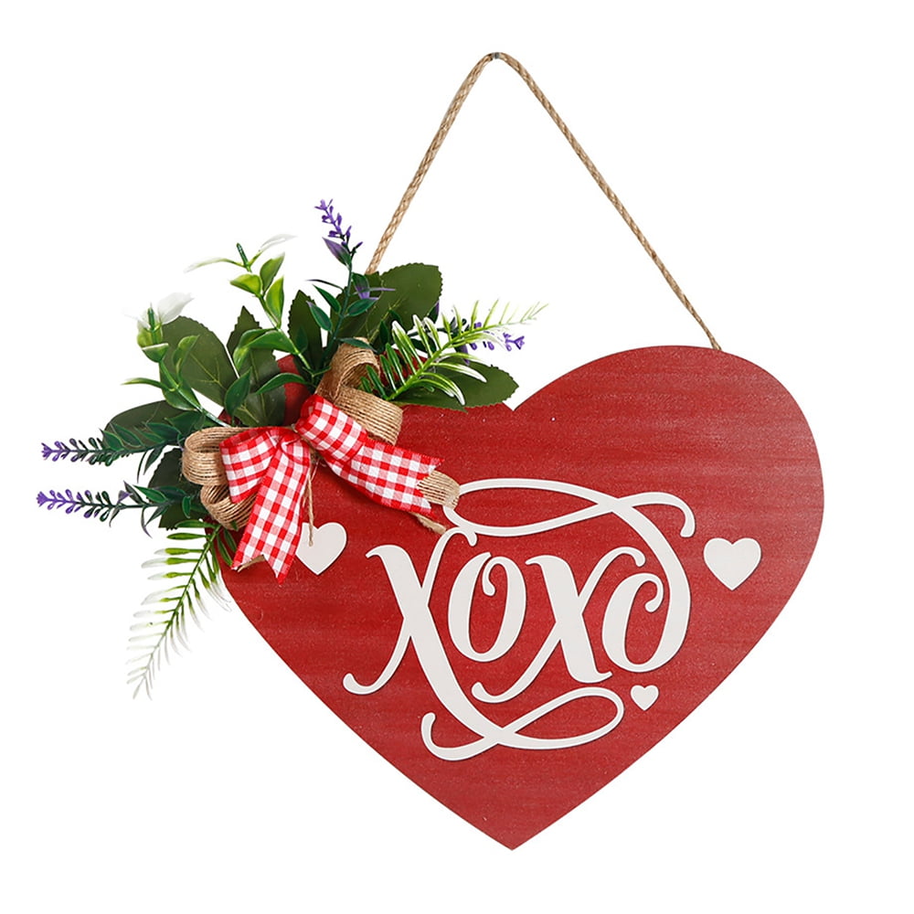 Naiyafly Valentine's Day Decor Wood Hanging Signs Front Door Decor for ...