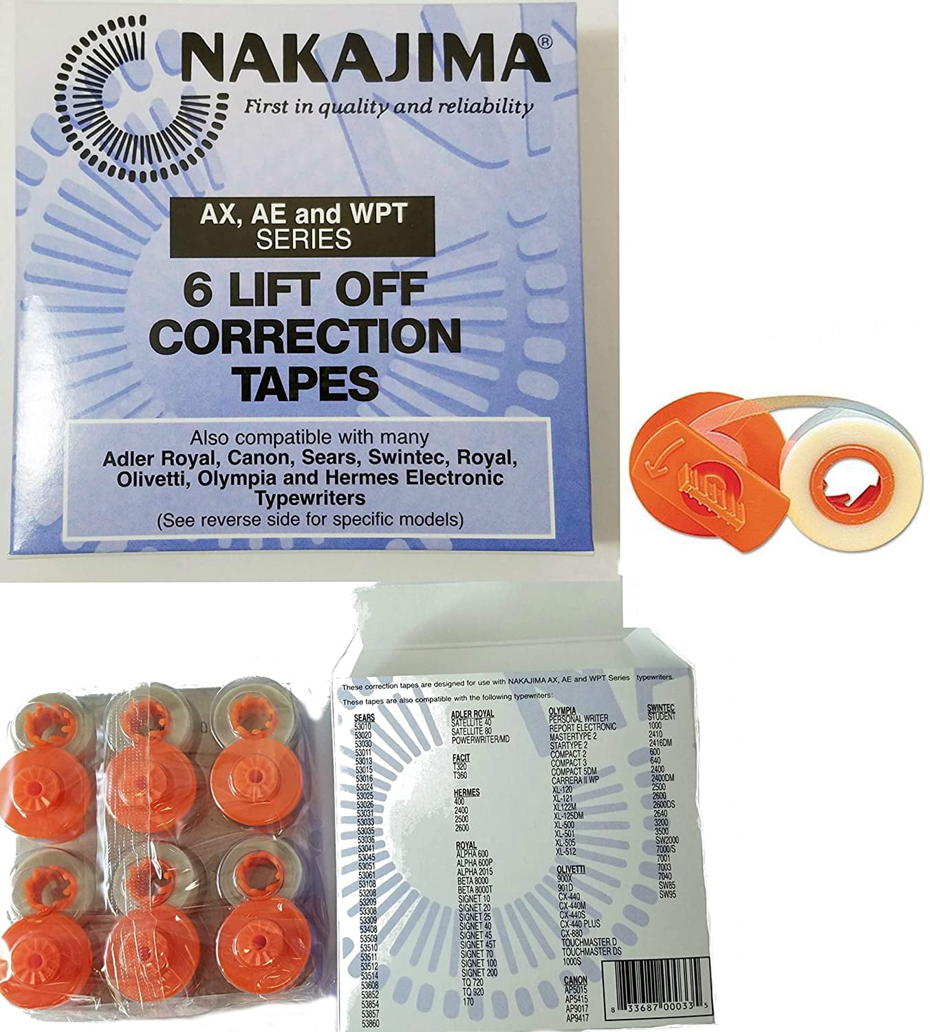 Nakajima LO001 Typewriter Lift-Off Correction Tape (6-Pack) - Walmart.com