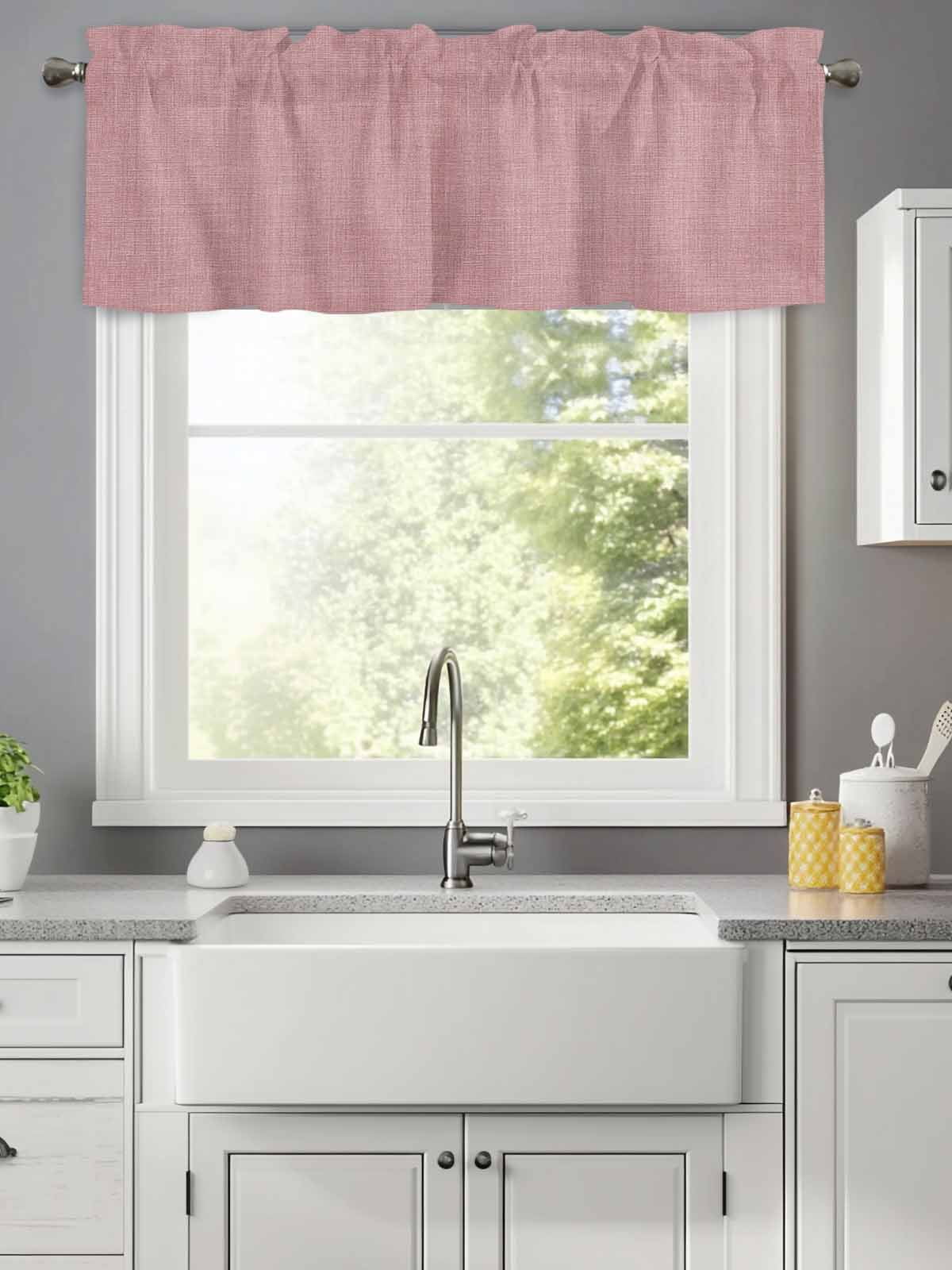 Naked Pink Solid Color Valances for Windows,Kitchen Valance Rod Pocket ...