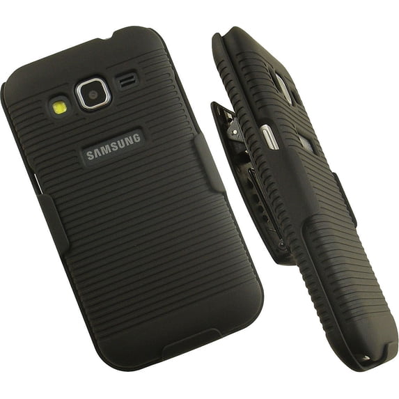 Nakedcellphone Black Ribbed Rubberized Hard Case Cover + Belt Clip ...