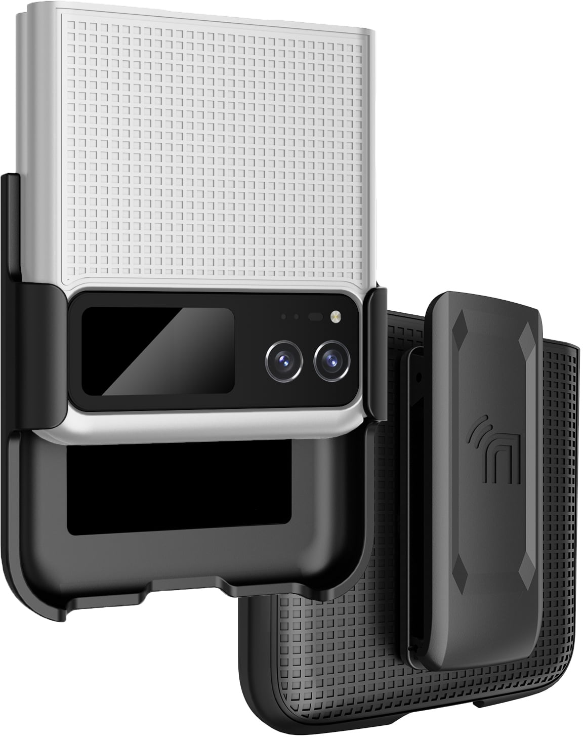 Nakedcellphone Hard Shell Flip Case, Grid Texture, Belt Clip Holder ...