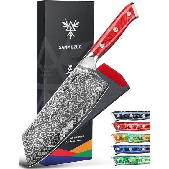 Nakiri Knife - 7.5 inch Cleaver Knife- Xuan Series - VG10 Damascus ...