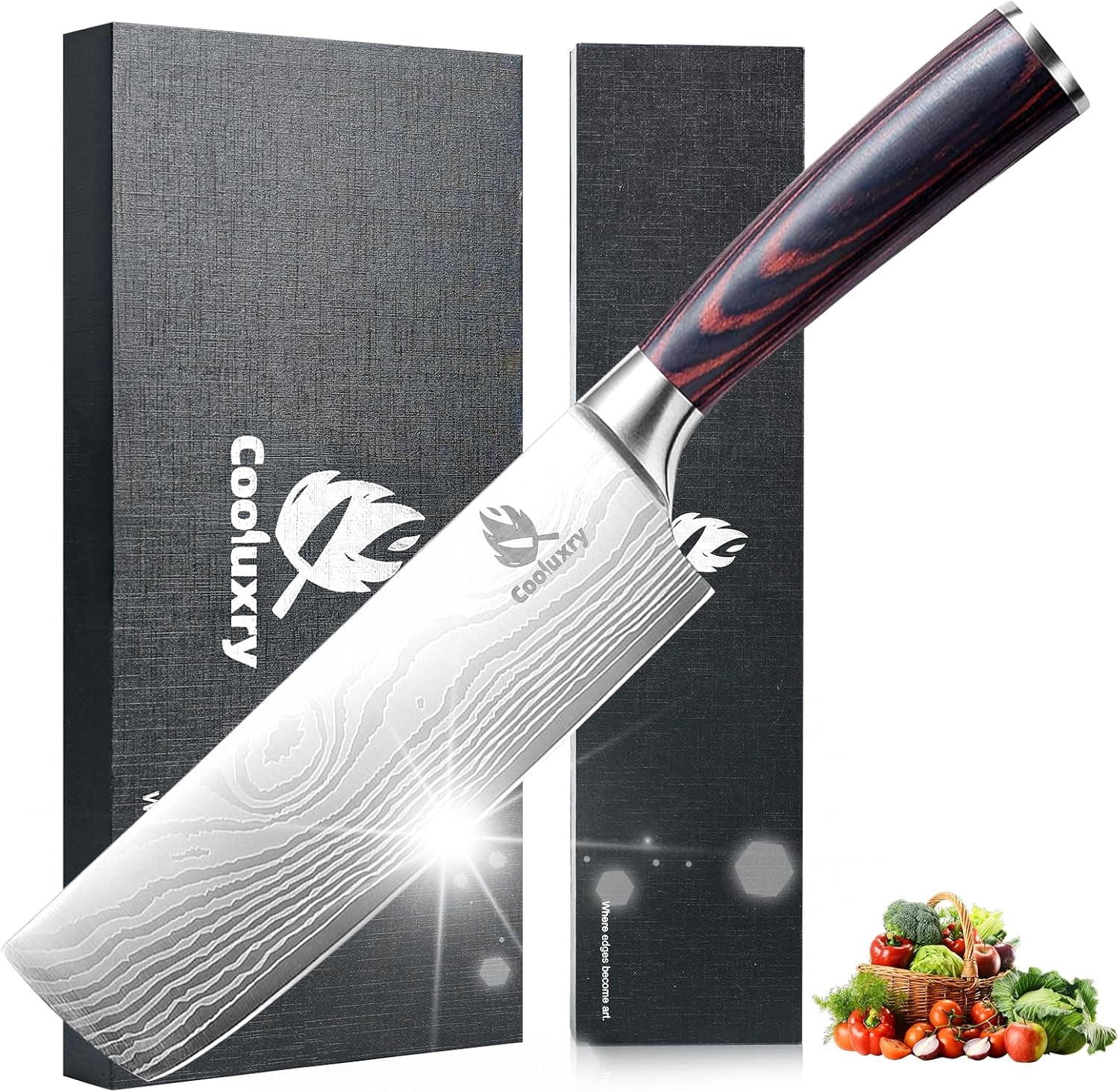 Nakiri Knife - Professional 7" Razor Sharp Meat Cleaver and Vetable ...