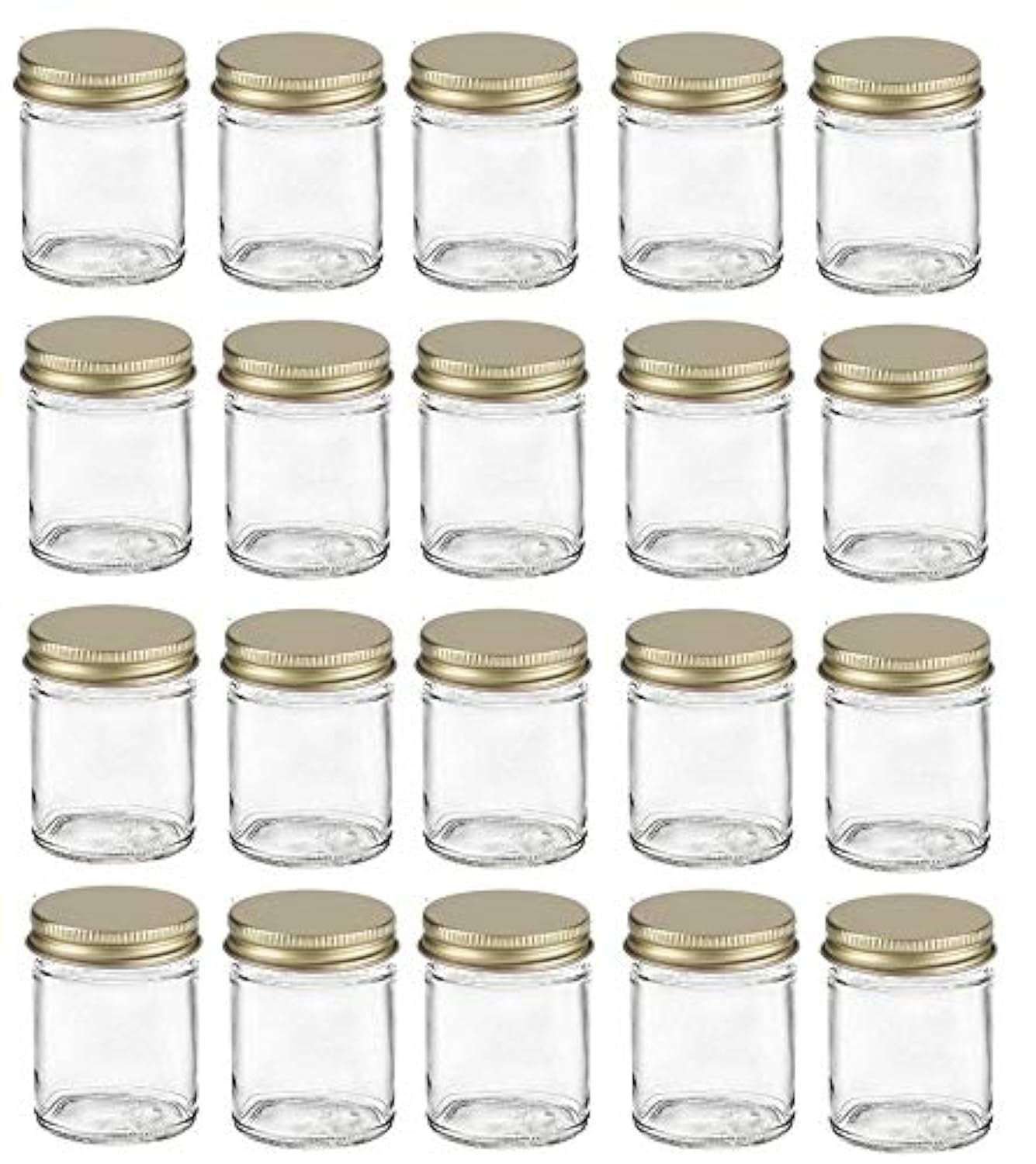 Nakpunar 20 pcs 2 oz Straight Sided Glass Jars with Gold Metal Lids ...