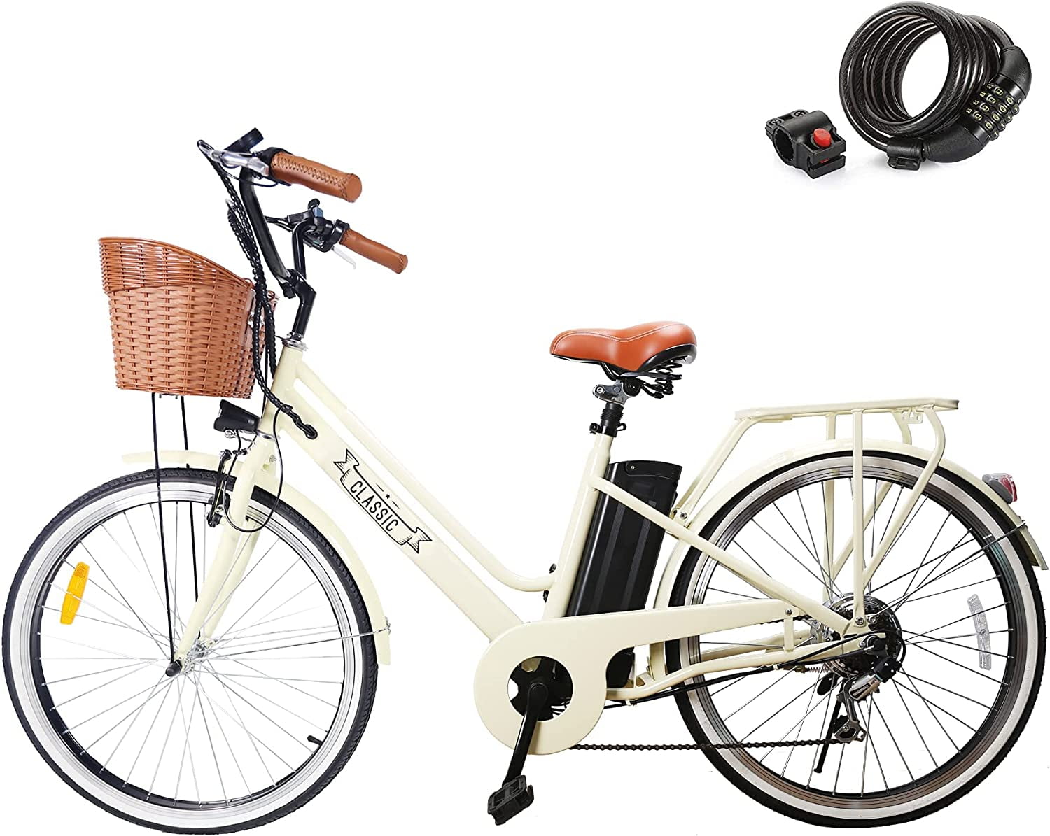 Nakto 26in CLASSIC Traditional White City Electric Bicycle/Bike for Men ...